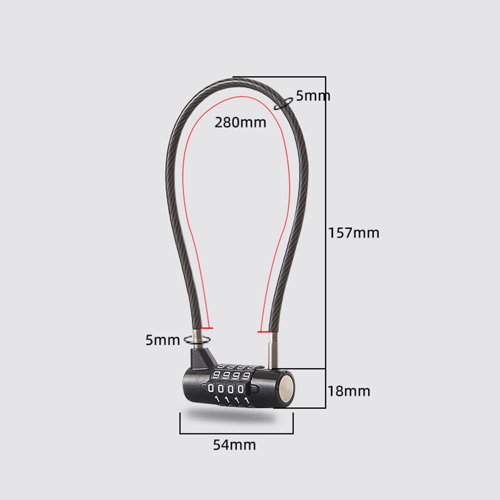 Steel Cable Lock Security Combination Lock 4 Digit Combination Padlock ...