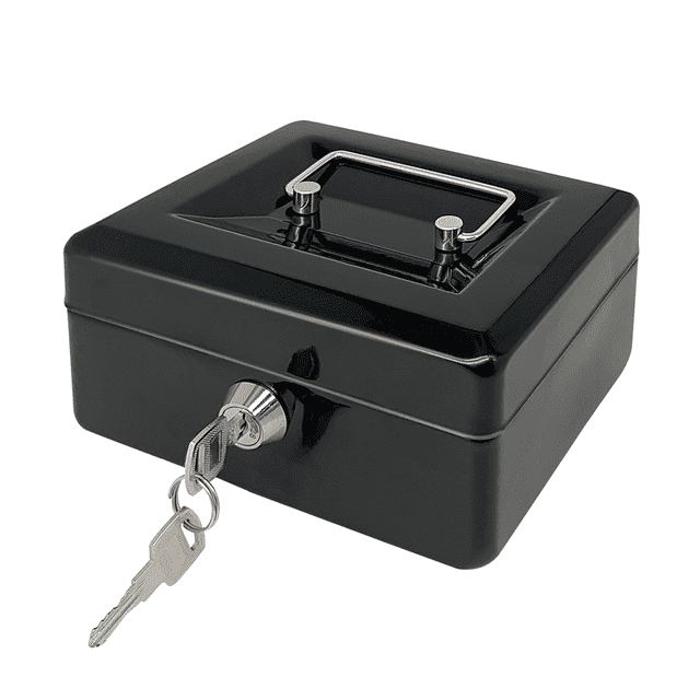 Steel Cash Box with Key Lock, Metal Small Money Organizer with Money ...