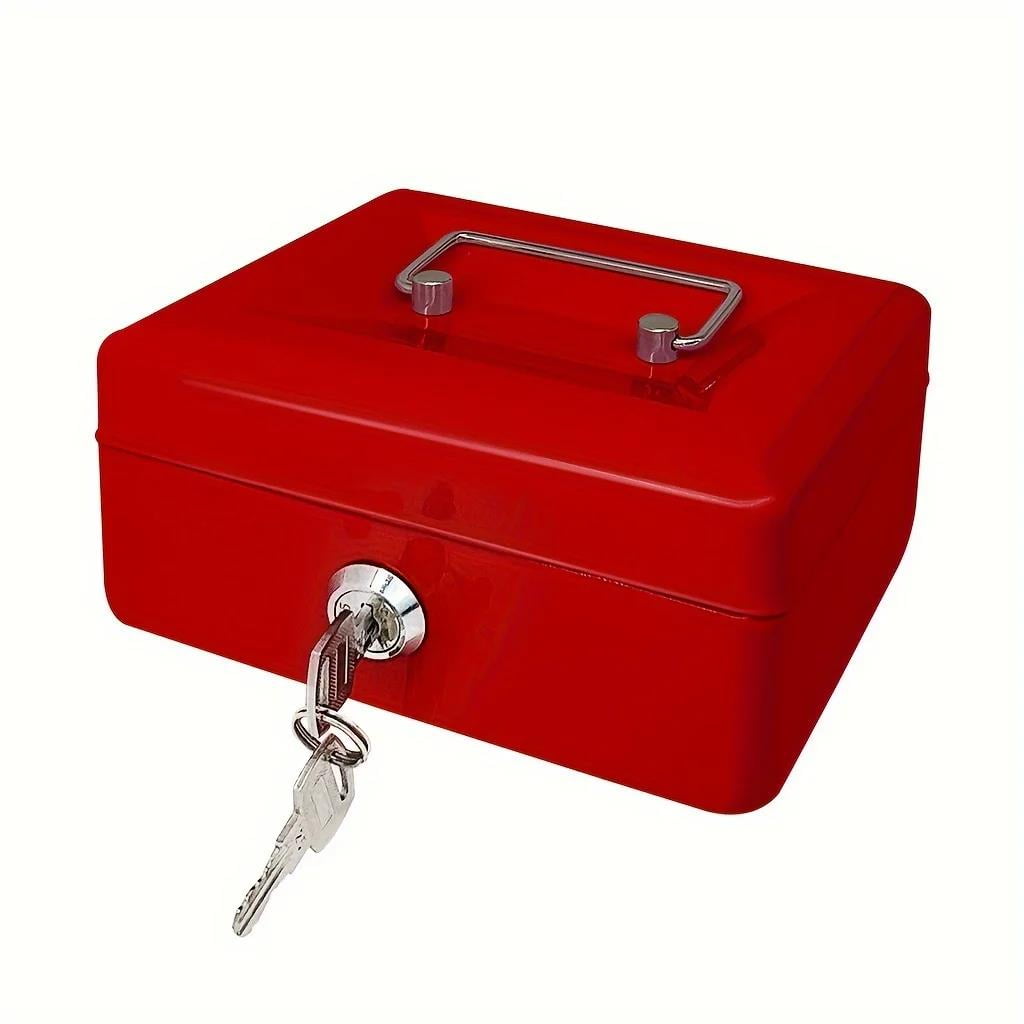 Steel Cash Box with Key Lock, Metal Small Money Organizer with Money ...