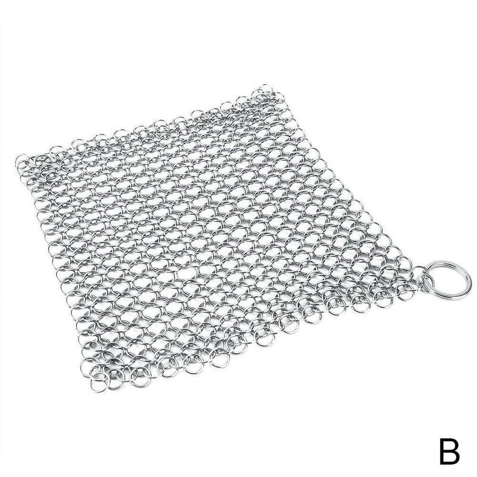 Steel Cast Iron Pot Cleaner Chain Mail Scrubber Cookware Tool Kitchen U ...
