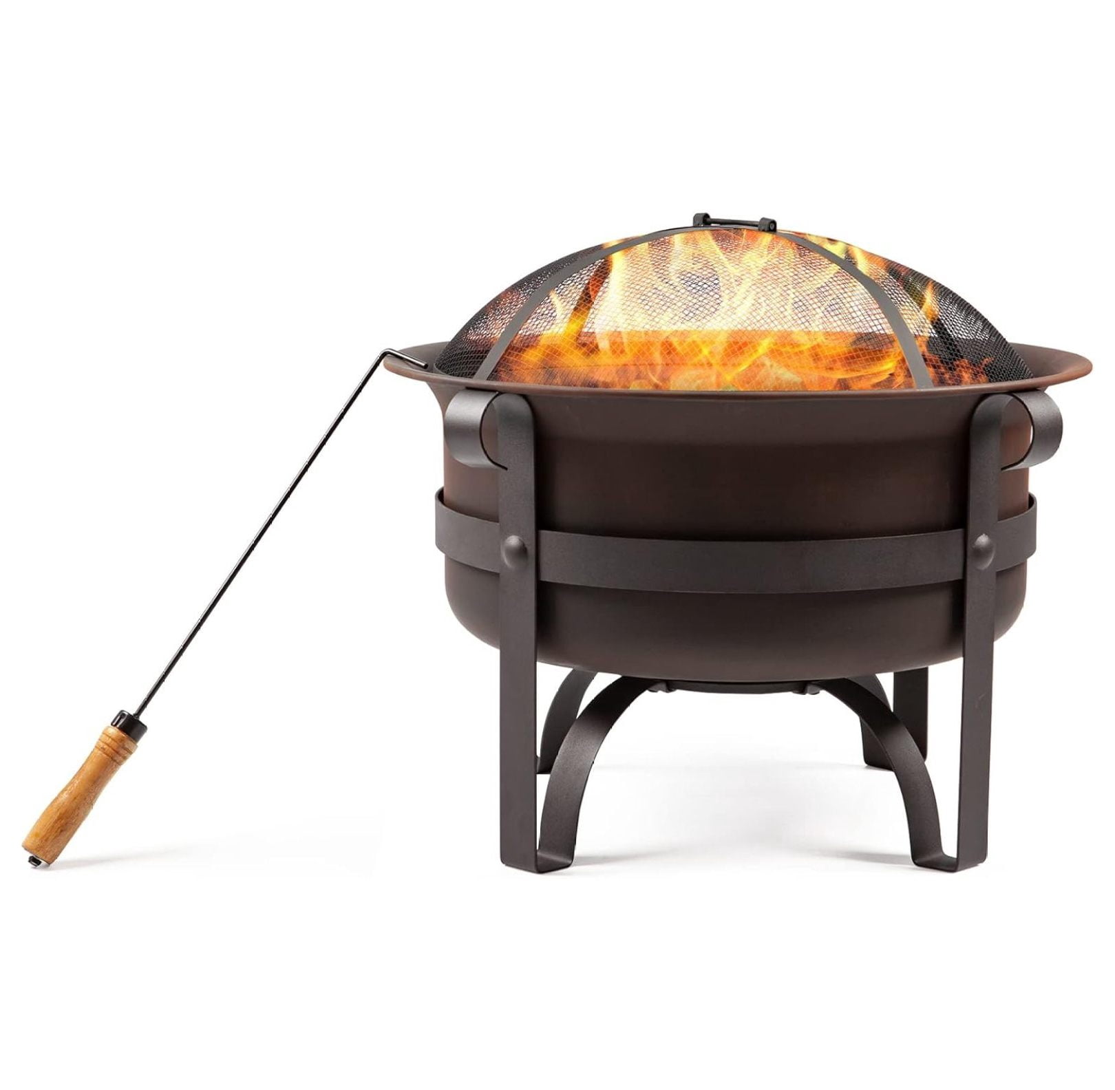 Steel Cauldron , Outdoor Round Wood Burning Bowl with Mesh Screen ...