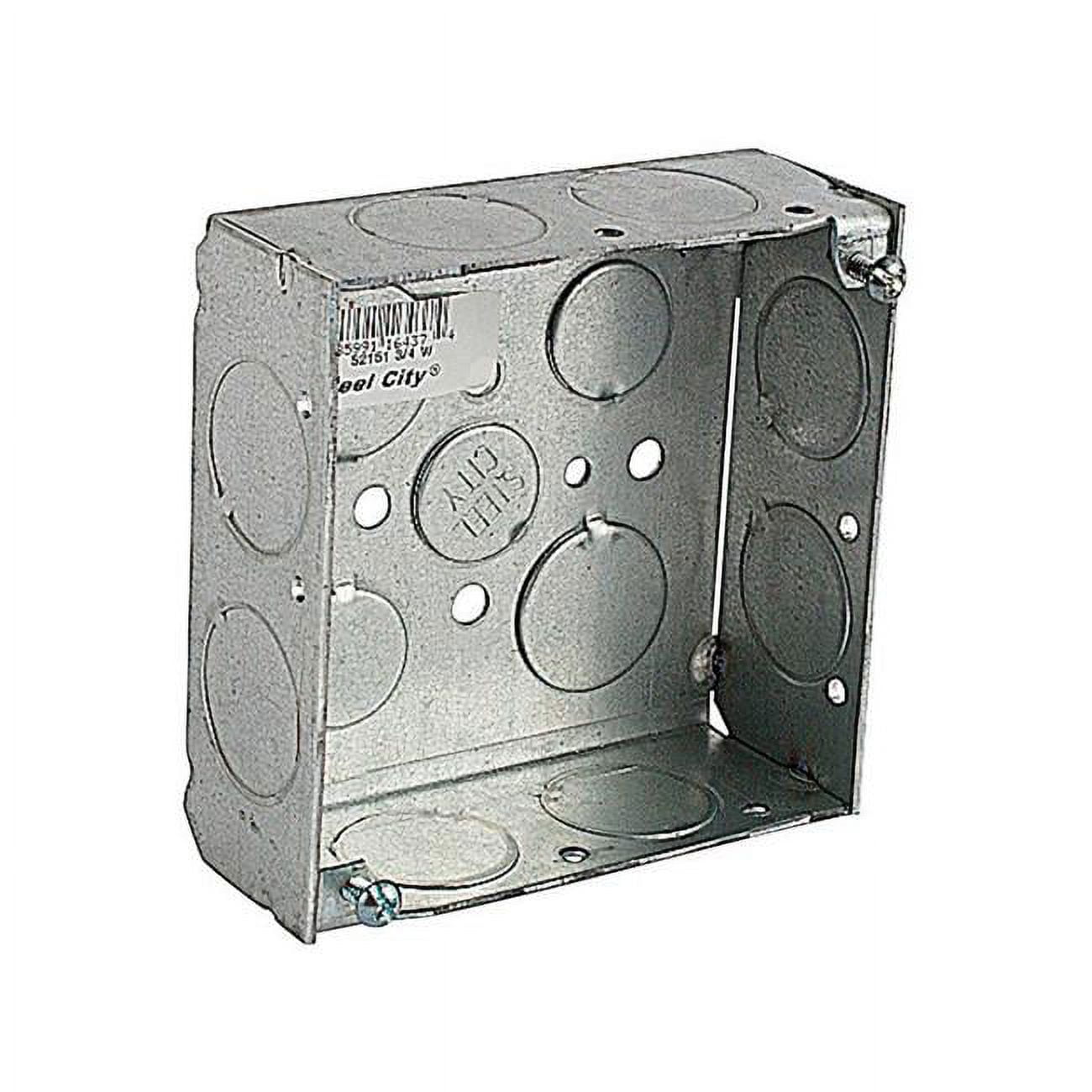 Steel City 3822053 4 in. Square Galvanized Steel Outlet Box, Silver ...