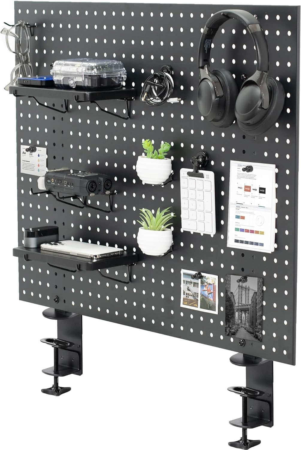 Steel Clamp-on Desk Pegboard, 30 x 24 inch Privacy Panel, Magnetic Peg ...