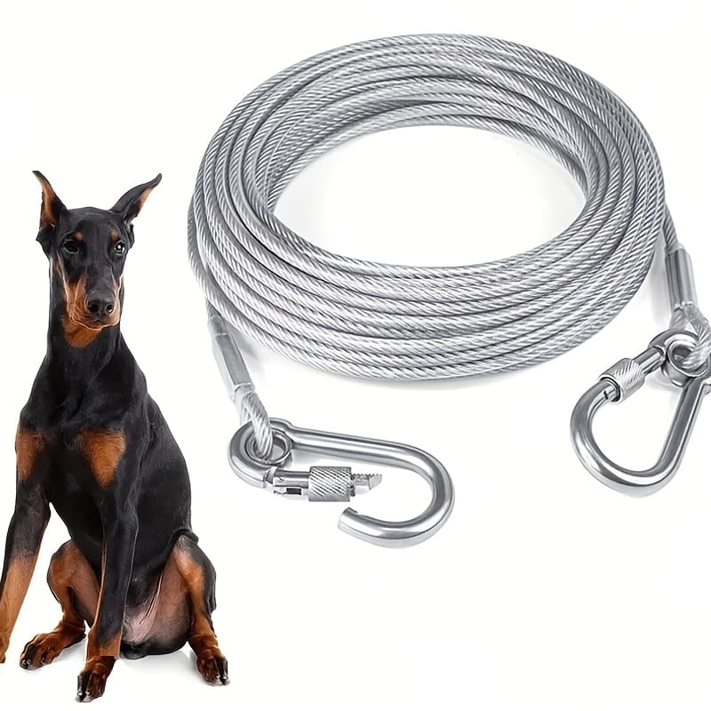 15FT Steel Core Dog Training Leash, Comfort Grip Handle Dog Tie Out ...