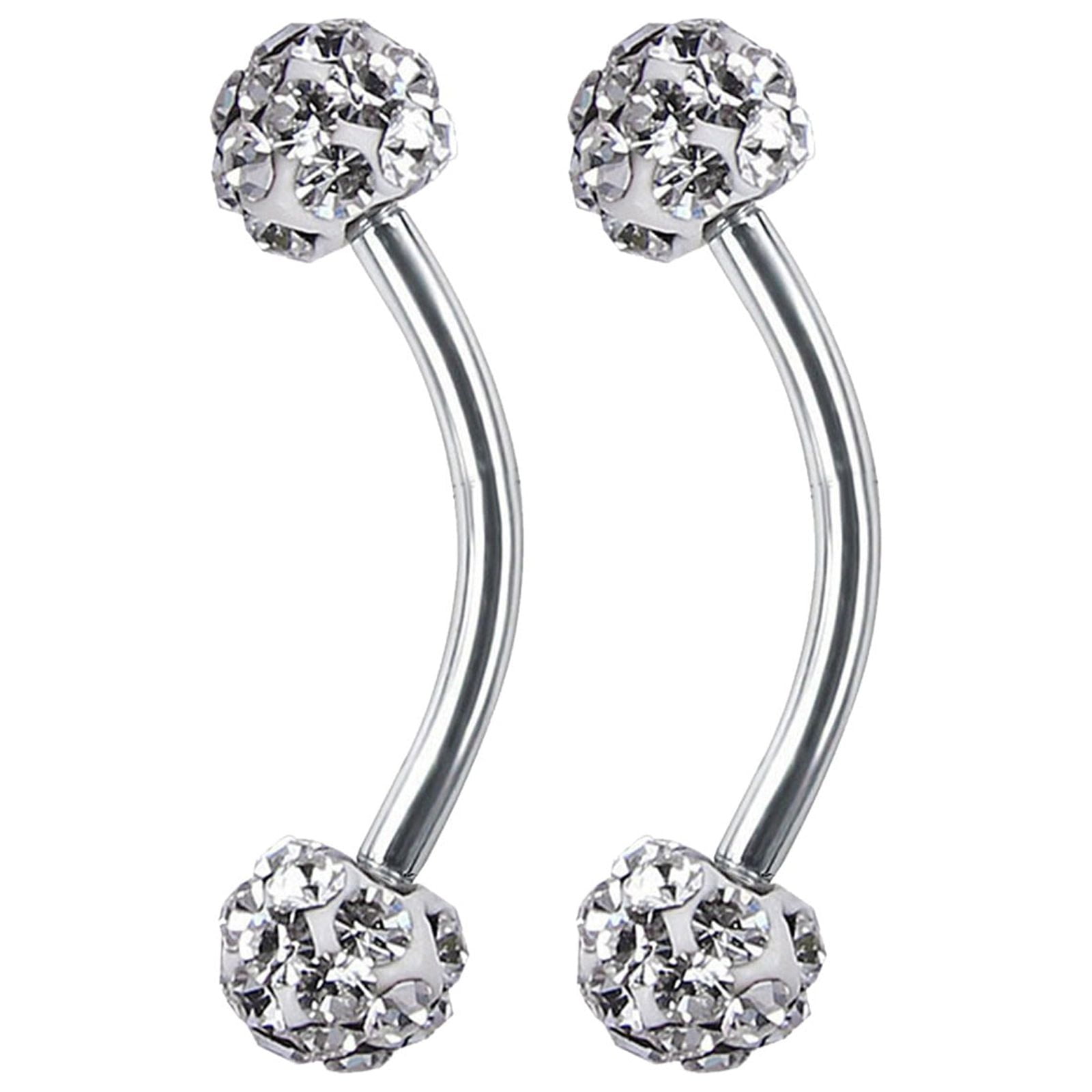 Steel Curved Barbell Ring 8mm 3mm Earring Eyebrow Piercing Jewelry Long ...