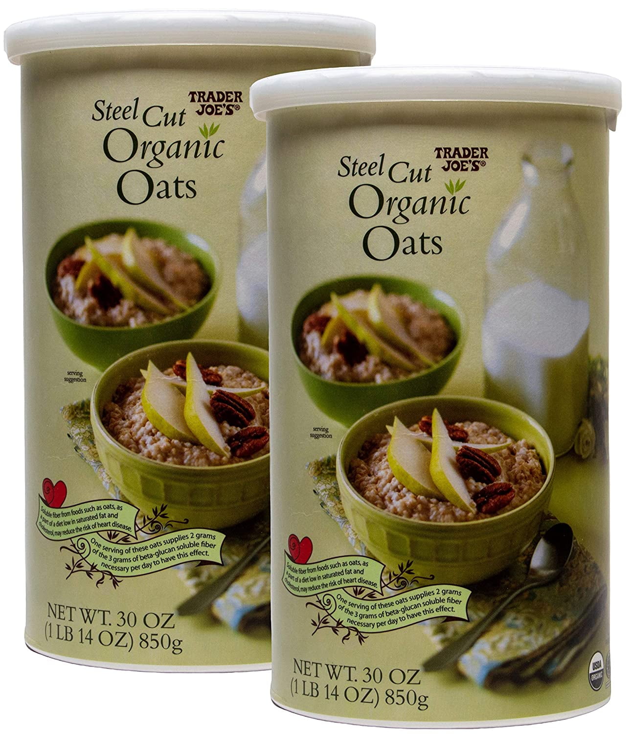 Steel Cut Oats Organic 30 oz Cannister Whole Grain Groats for Oatmeal ...