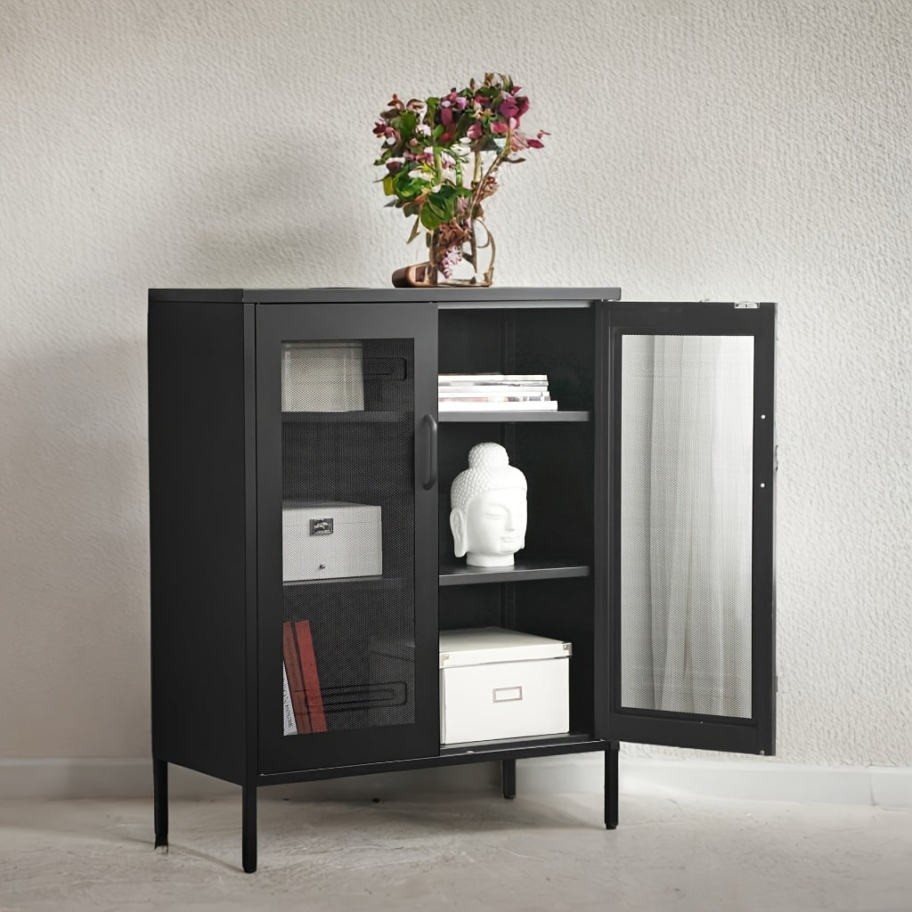 Steel Display Cabinets with Adjustable Shelves, Metal Storage Cabinet ...