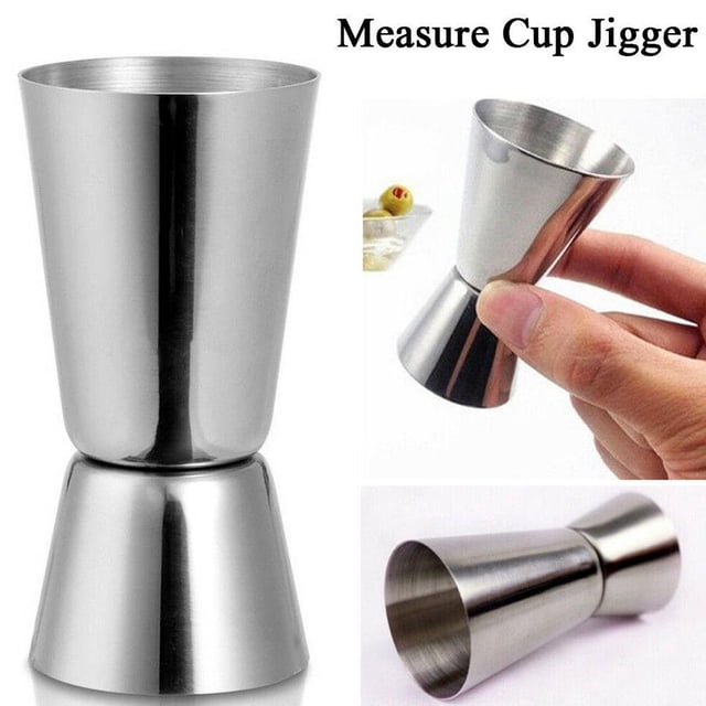 Steel Double Single Shot Measure Spirit Bar Cocktail Cup Drink ...