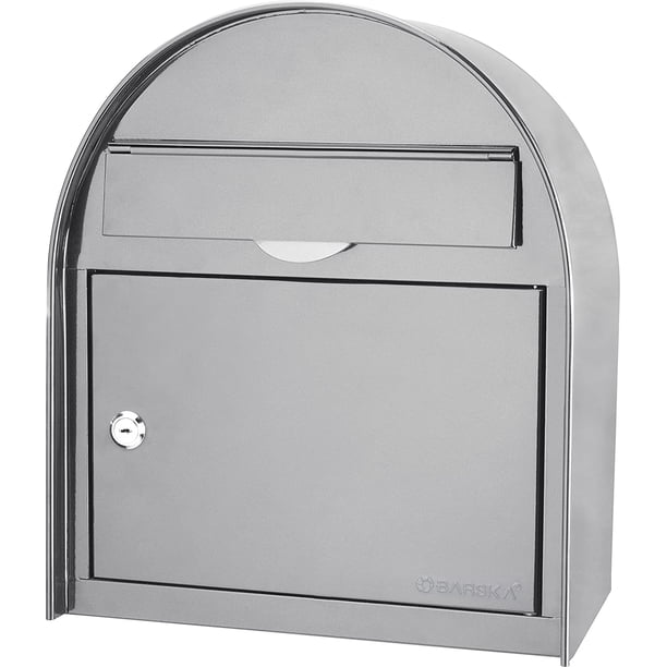 Steel Drop Slot Wall Mount Mail Box, Grey (Large) - Walmart Business ...