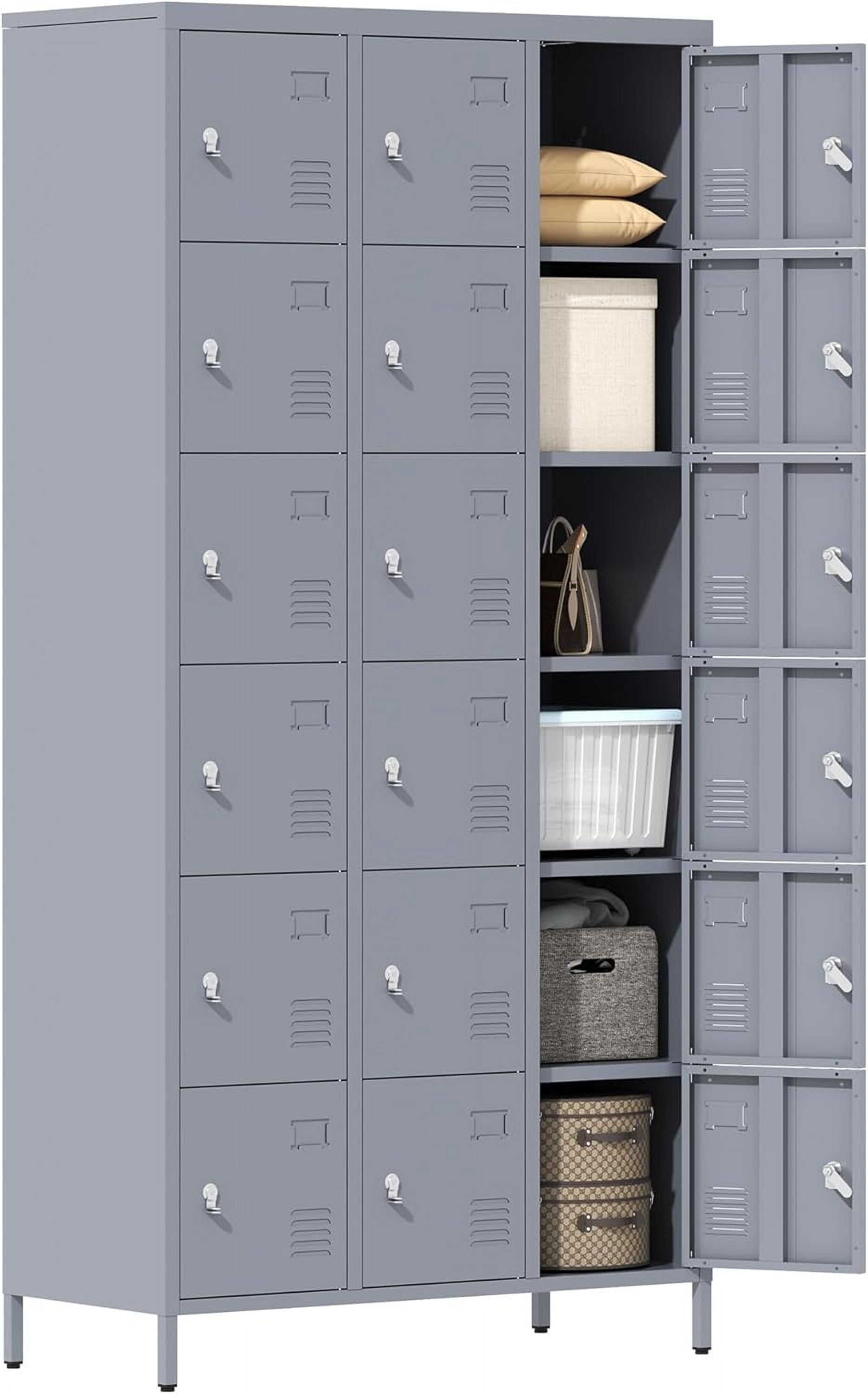 Steel Employee Storage Locker with Lock, 72"H Tall Metal Staff Locker ...