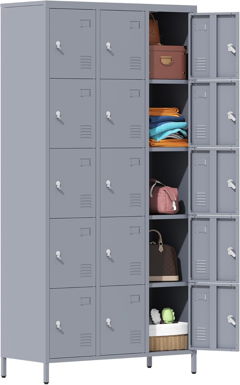Steel Employee Storage Locker with Lock, 72"H Tall Metal Staff Locker ...