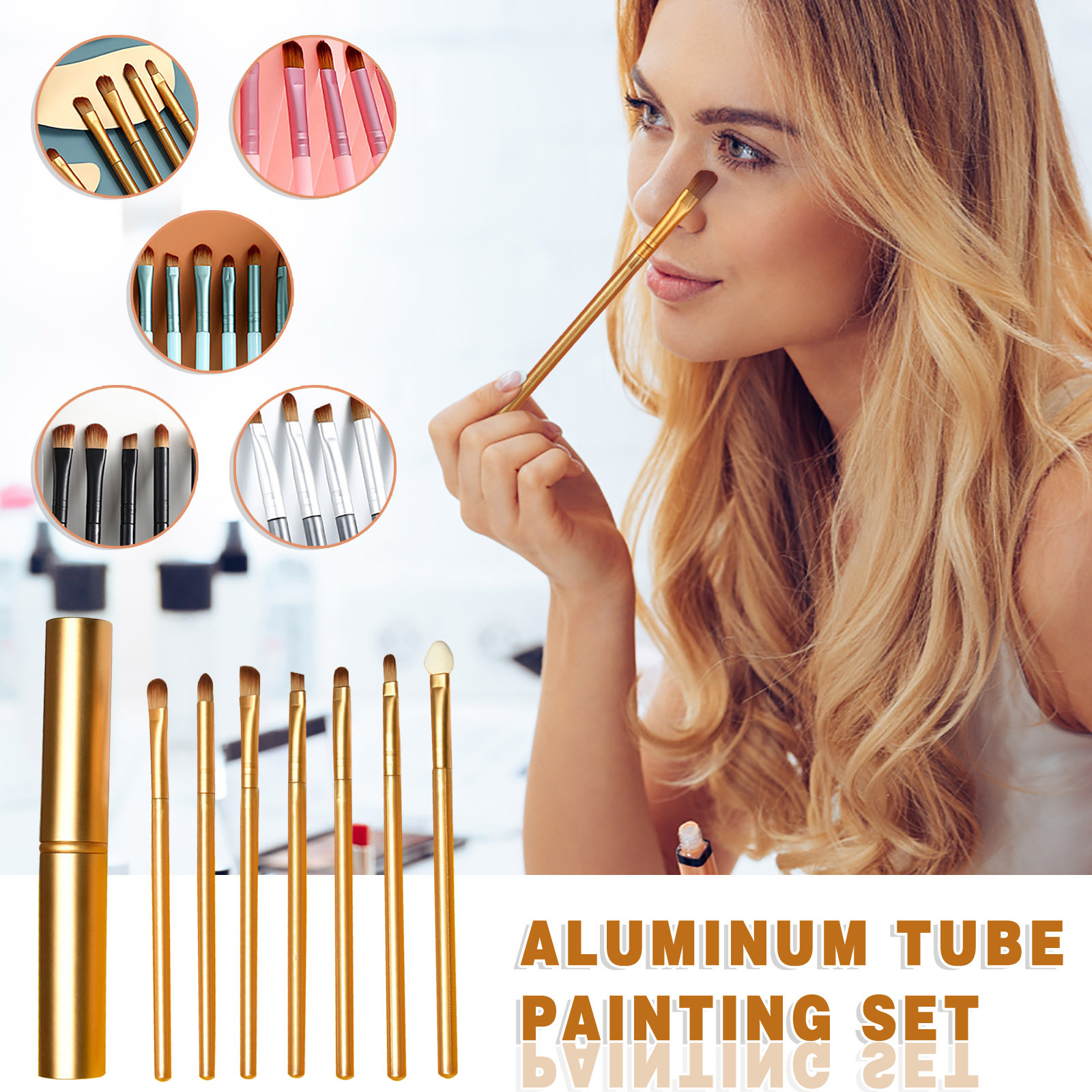 Steel Eyeshadow Makeup Brush Set, Professional Grade, 10-Piece Variety ...