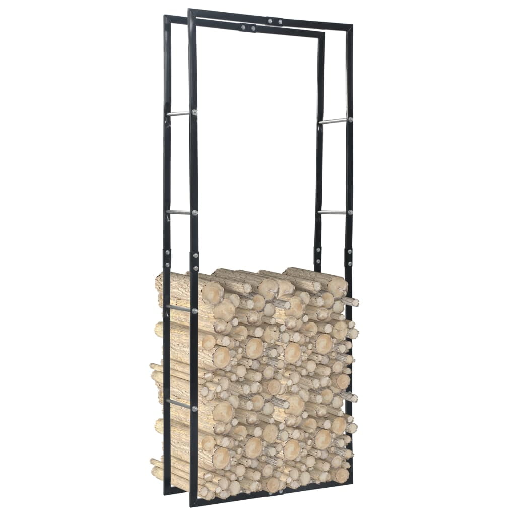 Steel Firewood Rack, 31.5x9.8x78.7, Black - Heavy-Duty, Weather ...