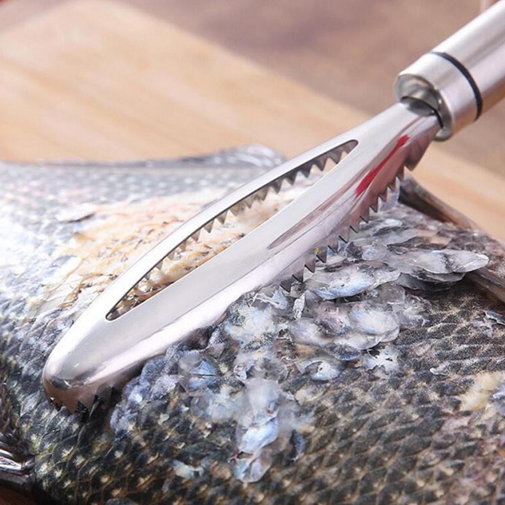 Blarkrus 9.5-Inch Steel Fish Scale Scraper, Efficient Double-Row Teeth ...