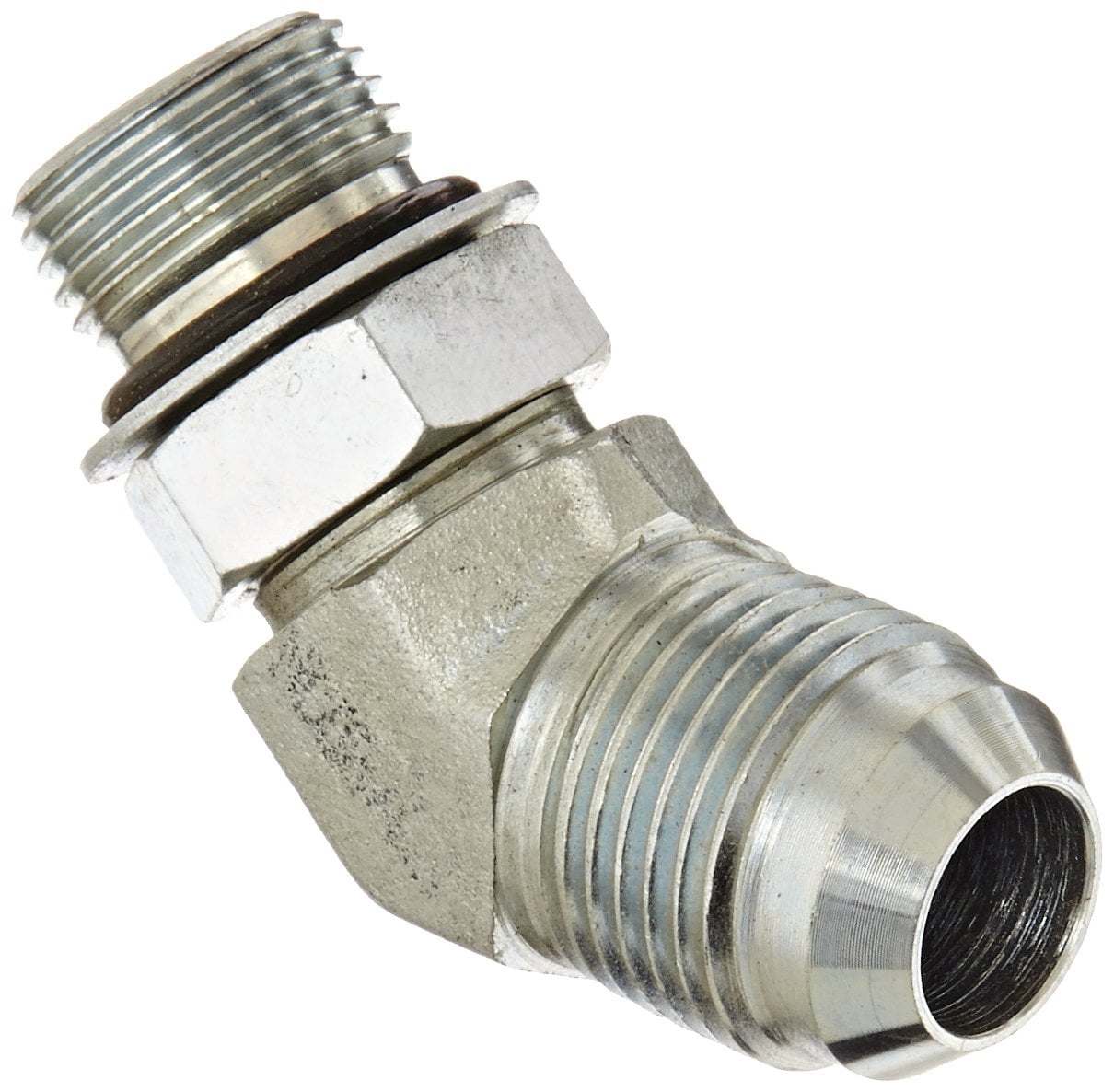 Steel Flared Tube Fitting, 45 Degree Elbow, 5/8" Male JIC x 1/2" O-Ring ...