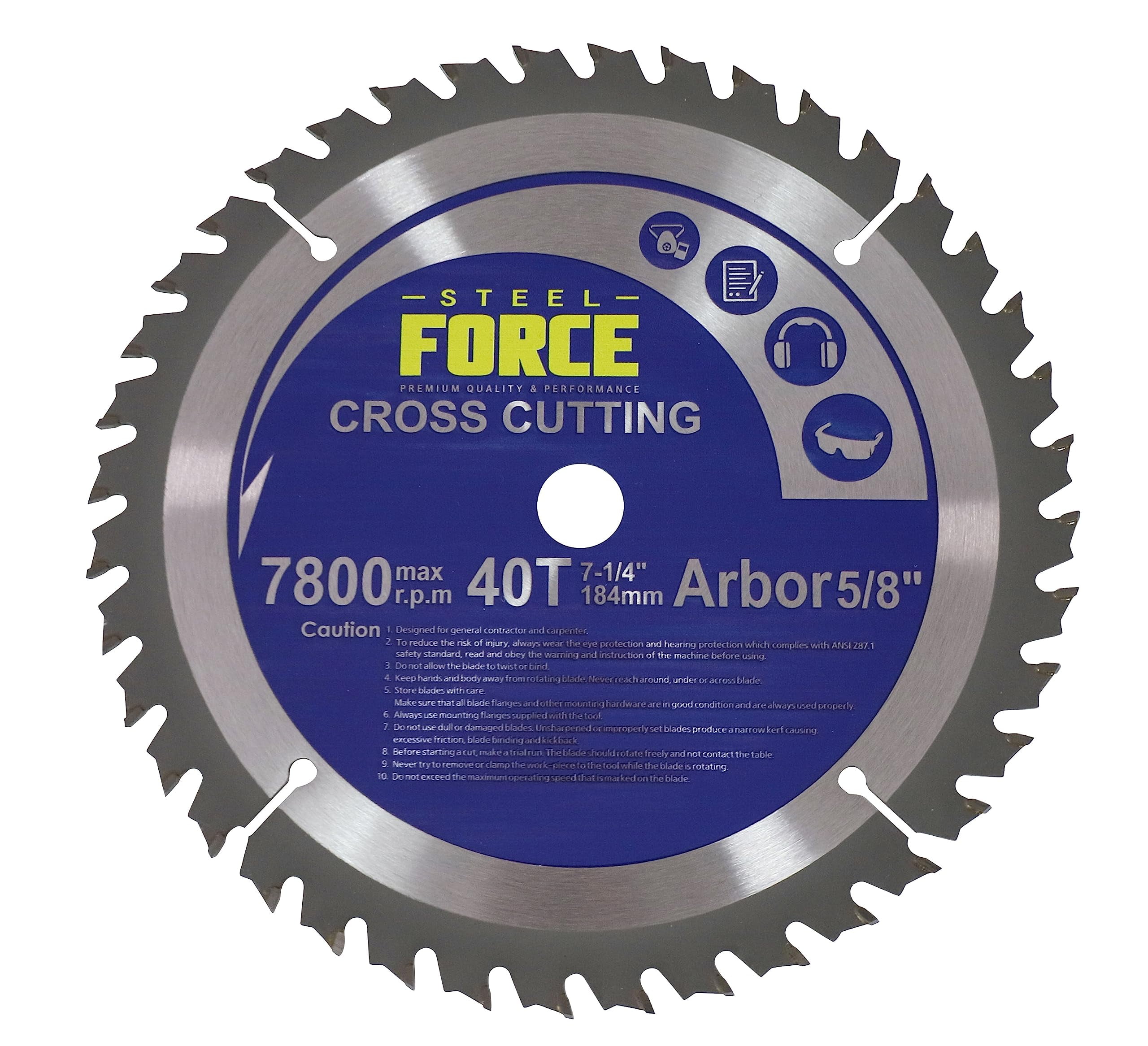 Steel Force WC7224 7-1/4 Inch 40T with 5/8 Inch Arbor TCT Circular Saw ...