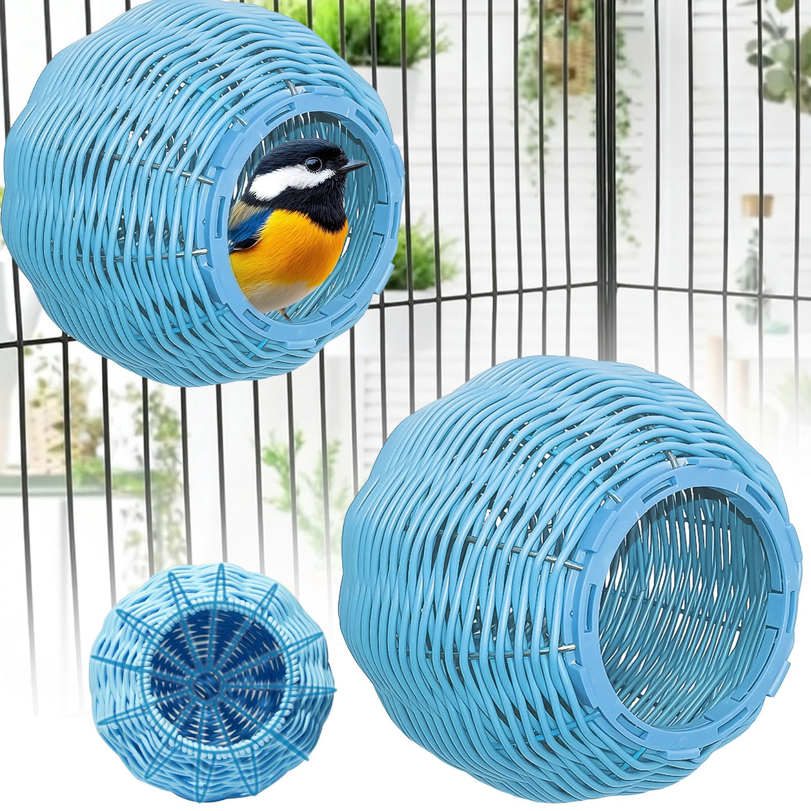 Steel Frame Bird Nest for Cage, Washable Bird Bed Chewproof with Plush ...