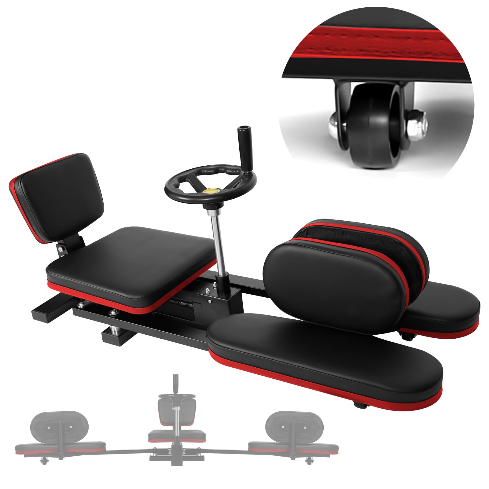 Steel Frame Leg Stretcher with 62.2" Length & 360° Casters, 6" PU Cushion Leg Stretching Split ...
