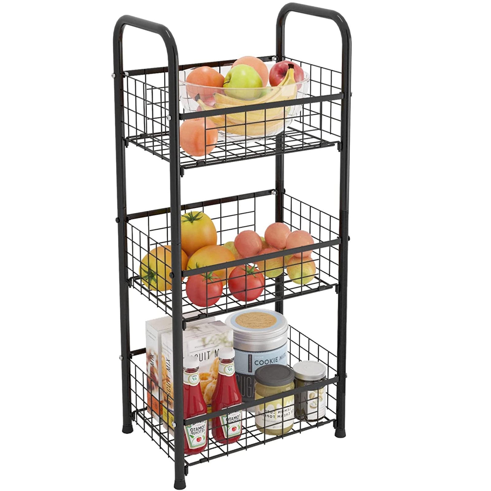3-Tier Steel Freestanding Bathroom Shelf Stand: Metal Storage Rack for ...