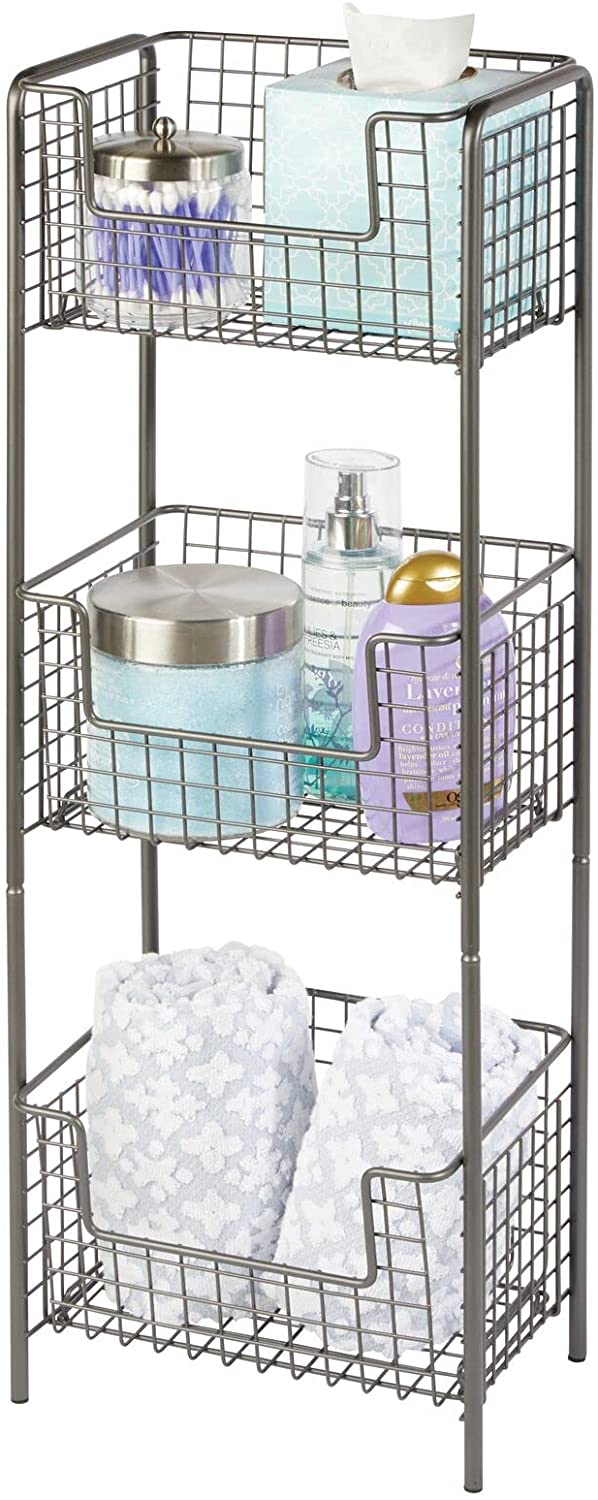 Steel Freestanding Storage Organizer Tower Rack Basket Shelf, Metal 3 ...