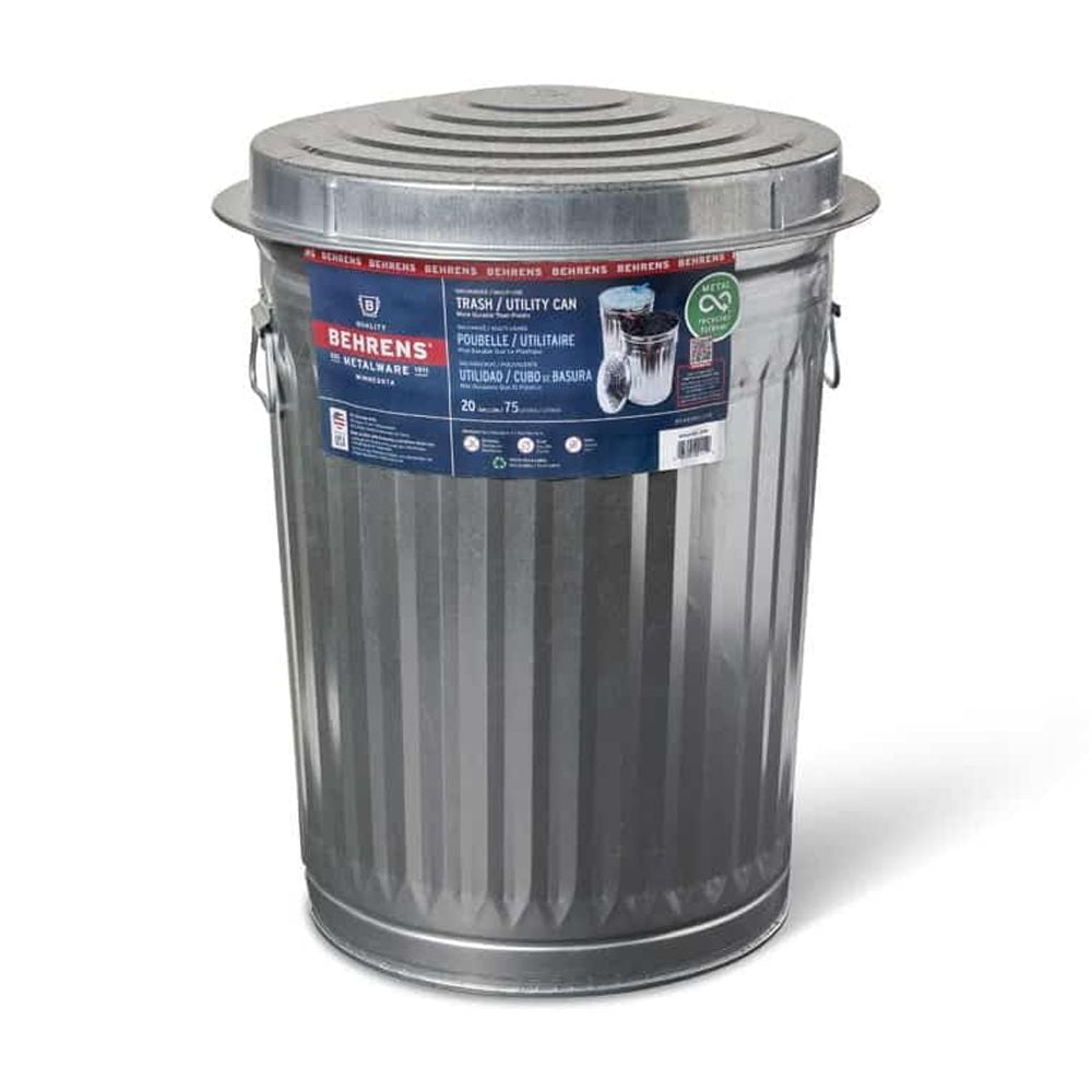 Steel Garbage Can 20 Gallon Galvanized, Weather Resistant Heavy Duty ...
