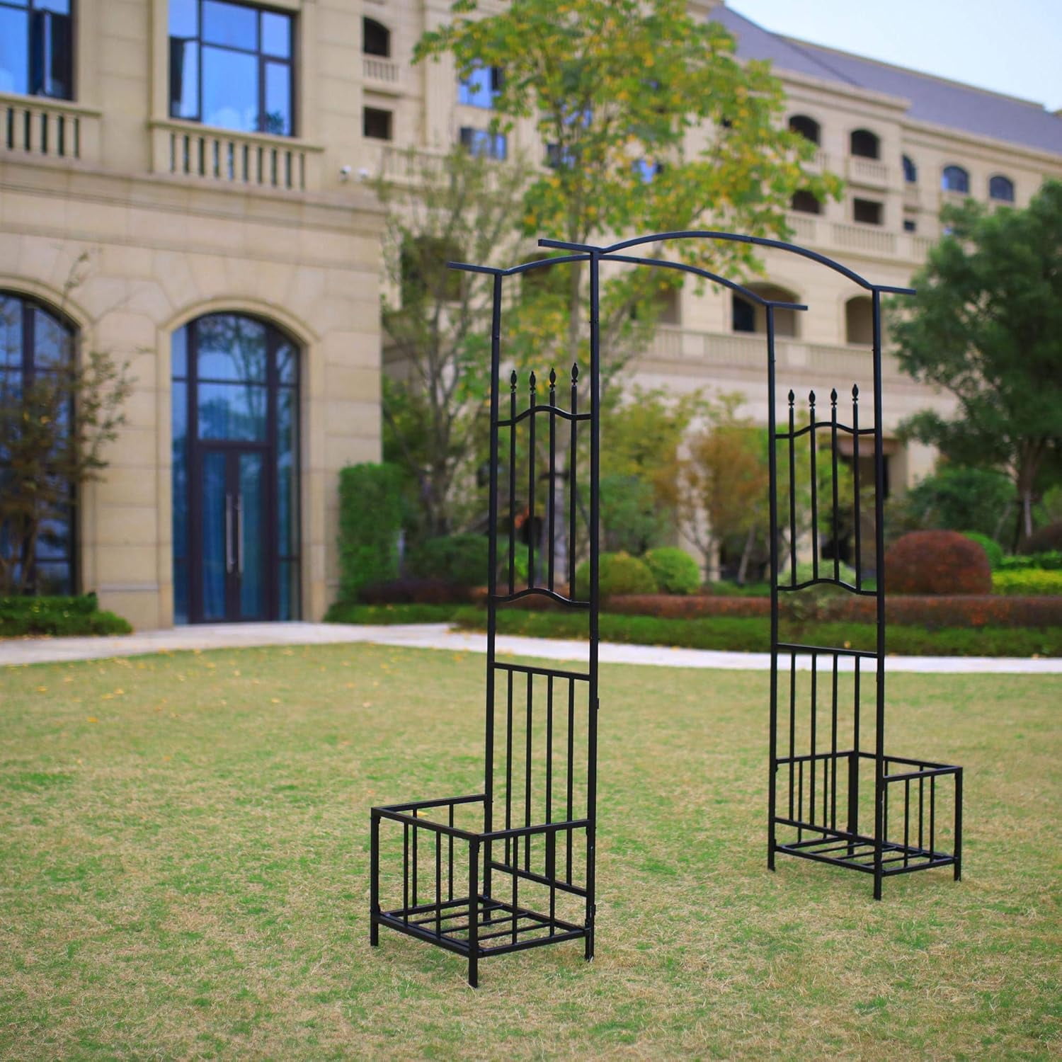 Steel Garden Arch with Gate, Garden Arbor for Various Climbing ...