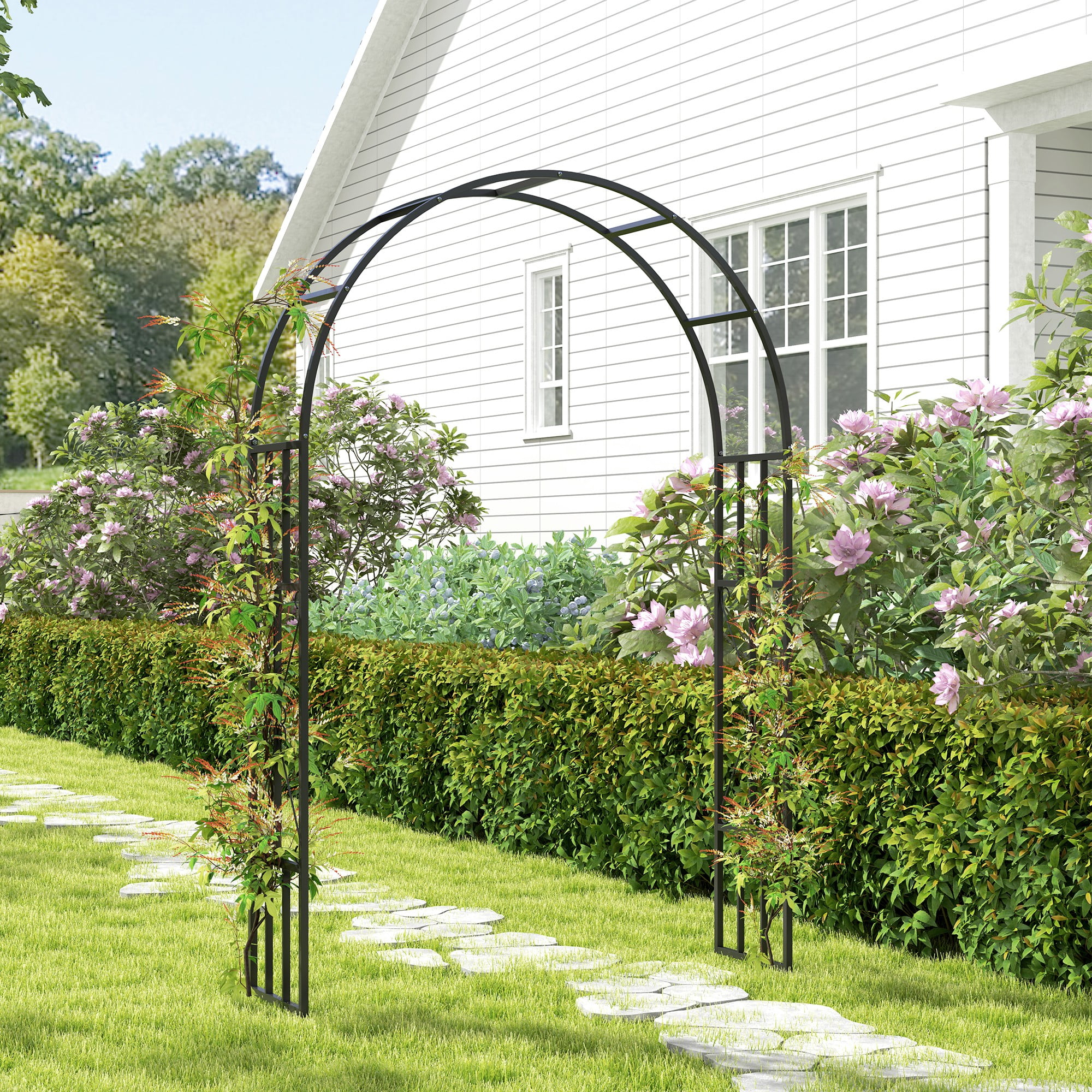 Steel Garden Arch with Gate - Walmart.com