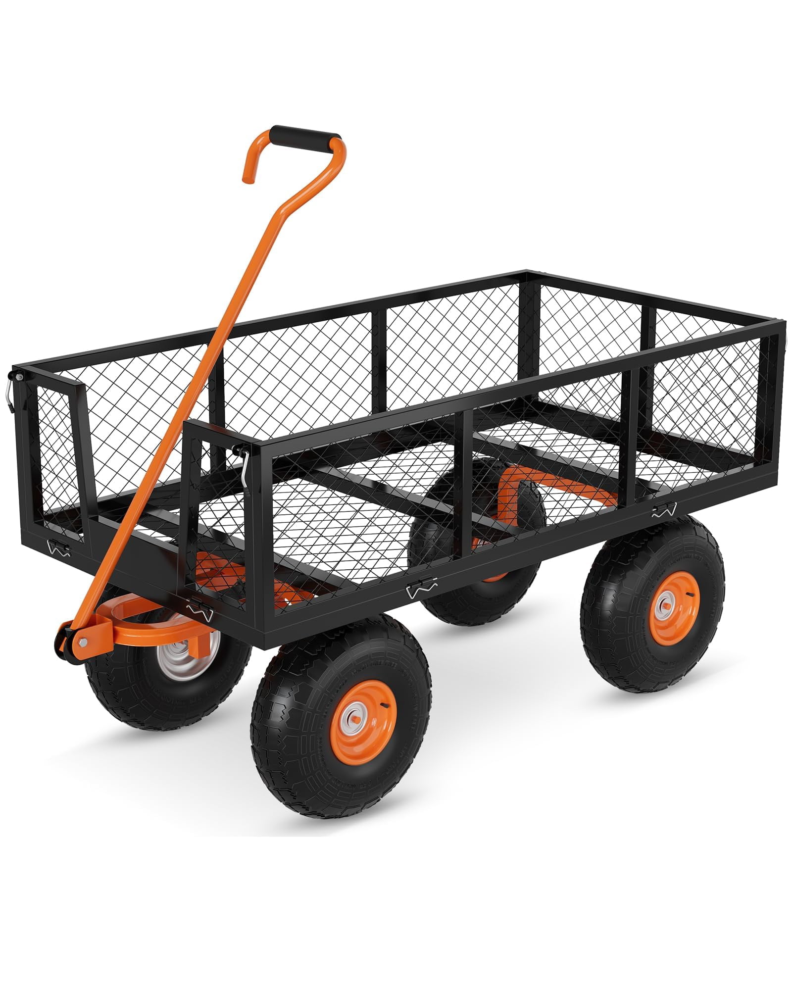 Steel Garden Cart, 900 LBS Capacity Utility Outdoor Wagon, Heavy Duty ...