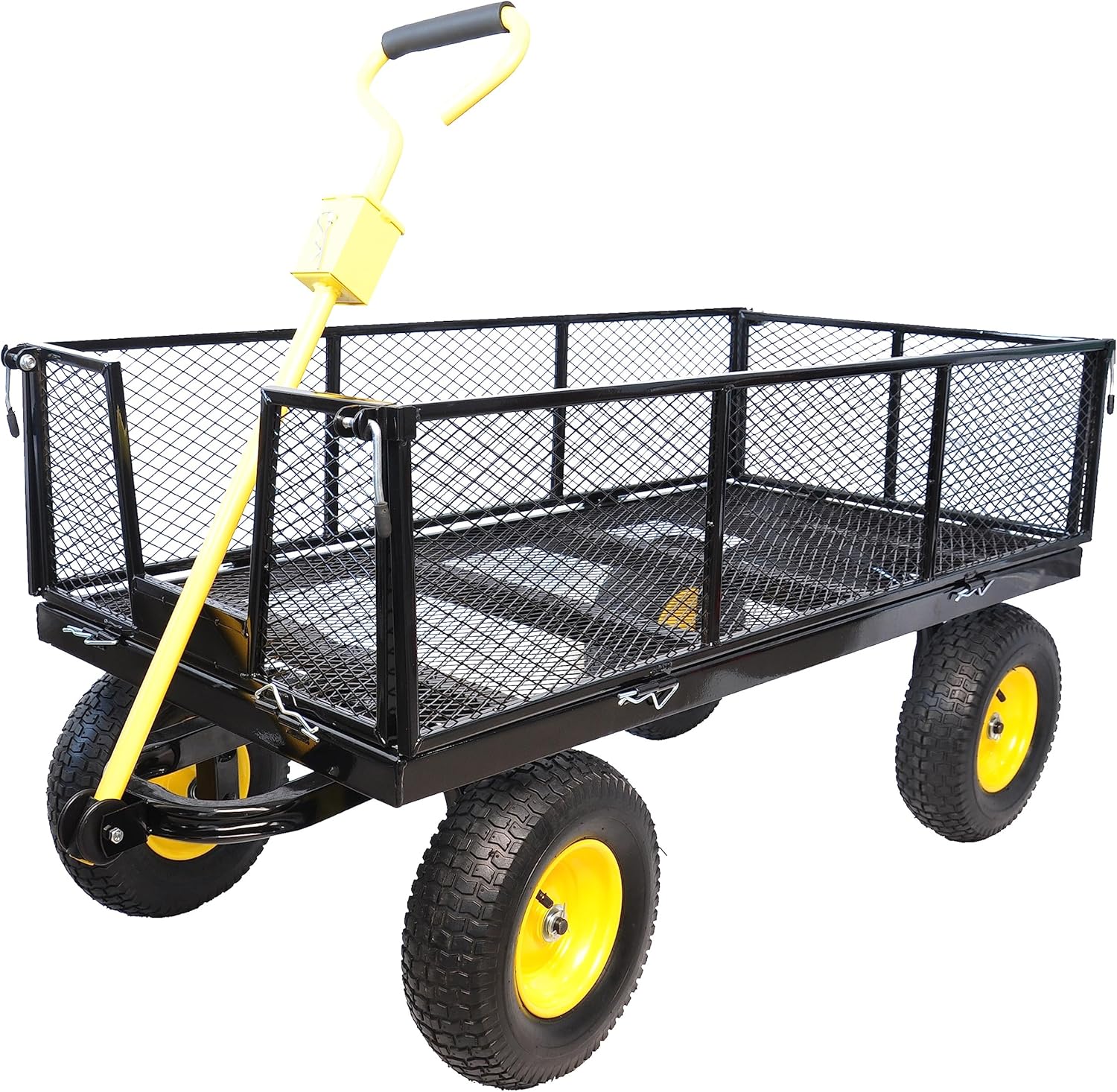 Steel Garden Cart Flatbed with Removable Sides, 1000LBS Heavy Duty Yard ...