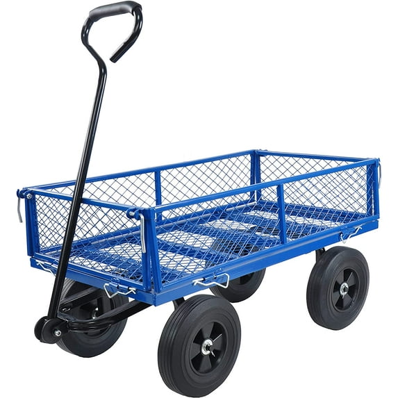 Steel Garden Cart Flatbed with Removable Sides, 550LBS Heavy Duty Yard ...