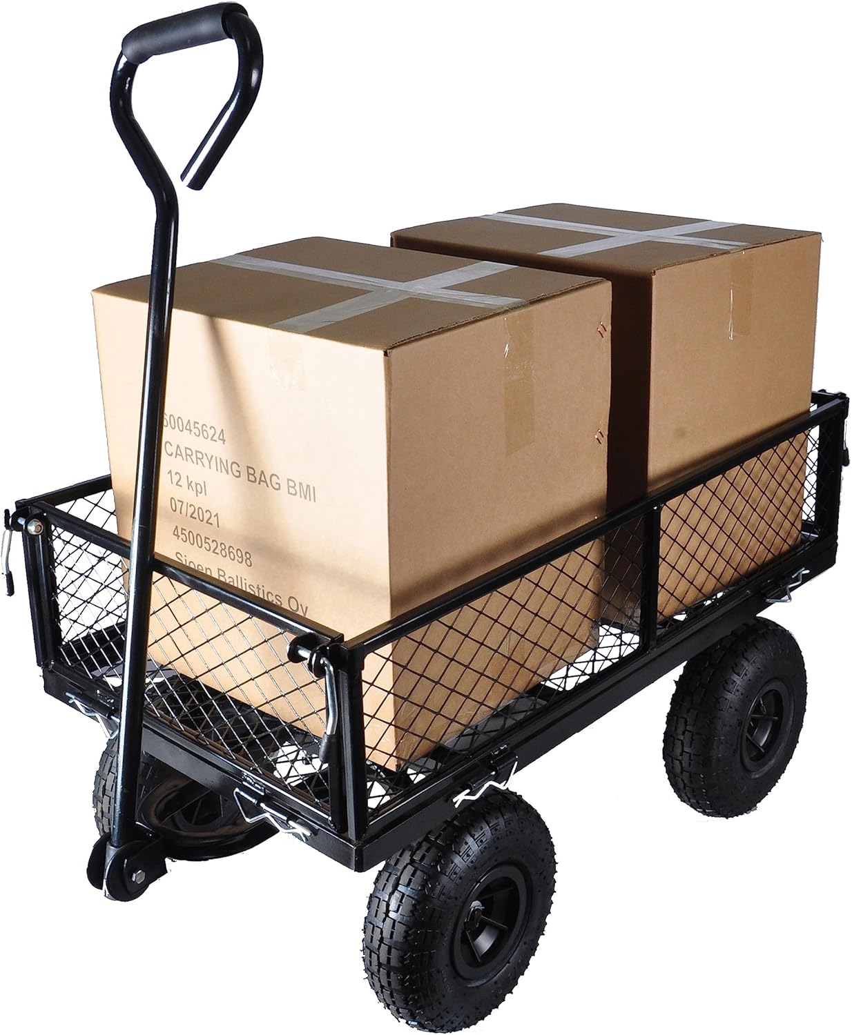 Steel Garden Cart Flatbed with Removable Sides, 550LBS Heavy Duty Yard ...