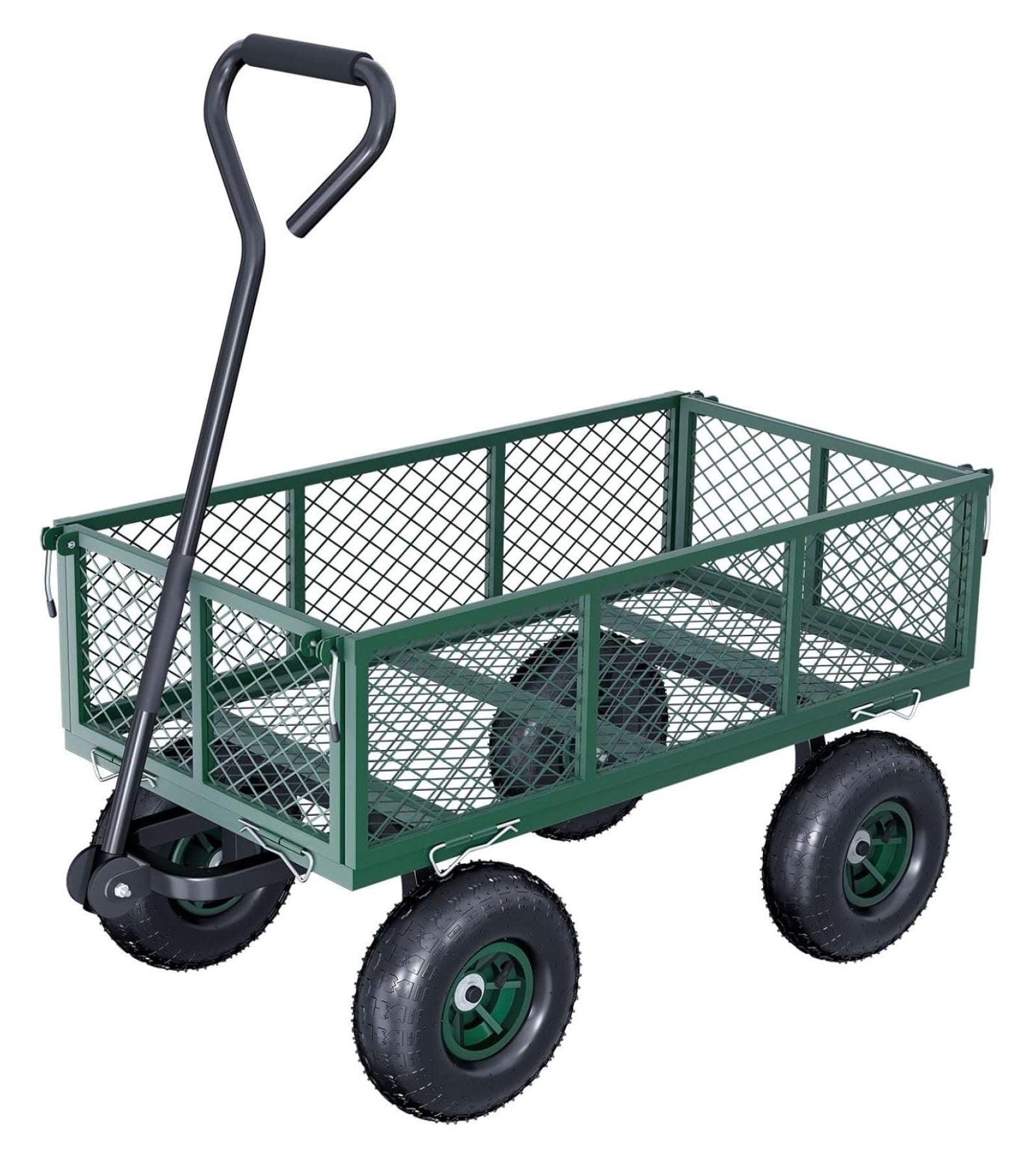 Steel Garden Cart, Heavy Duty 700 lbs Capacity, Utility Metal Wagon with 180° Rotating Handle ...