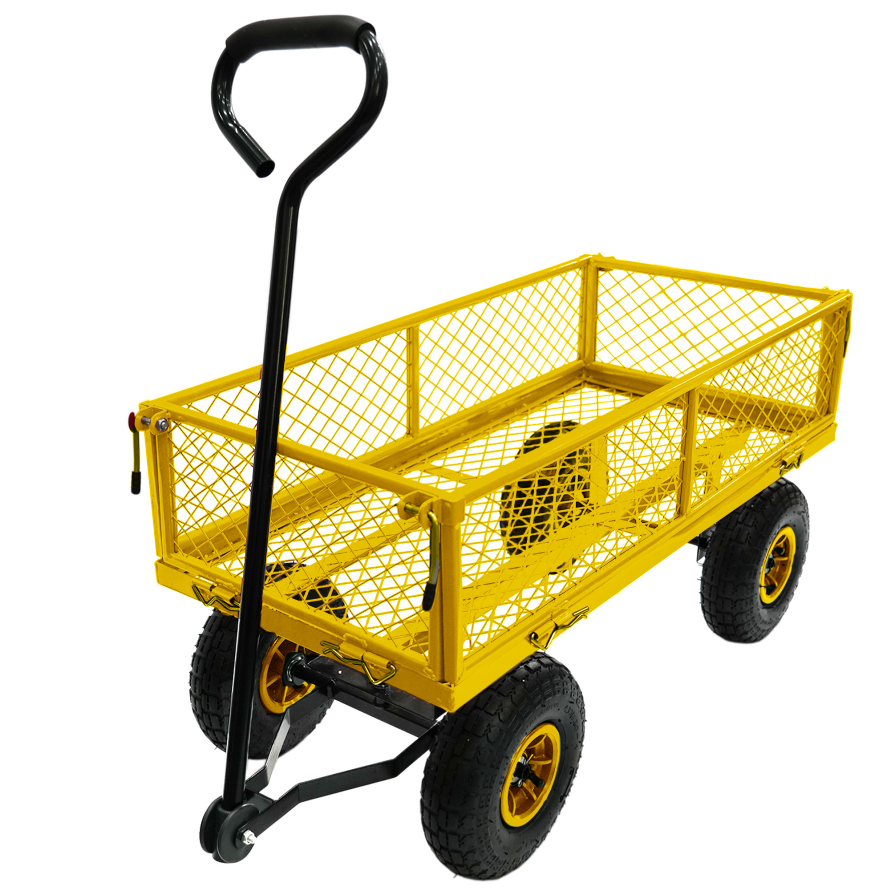Steel Garden Cart, Outdoor Metal Garden Wagon with 180° Rotating Handle ...