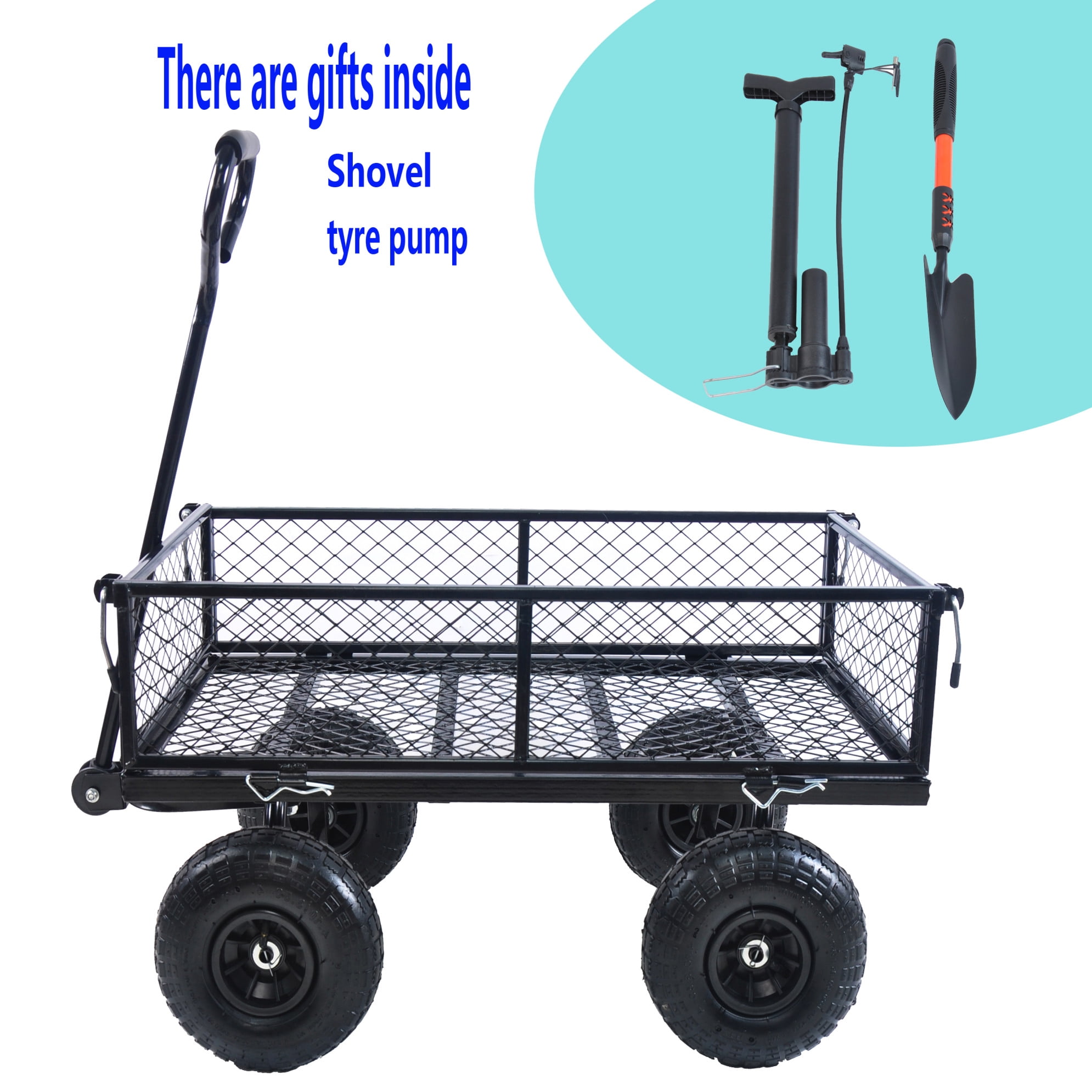 Steel Garden Cart with Removable Mesh Sides, Heavy Duty 550Lbs Capacity ...