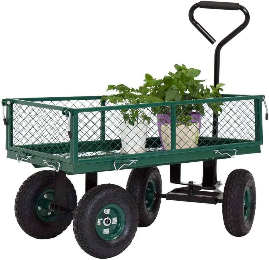 Steel Garden Carts, Dump Wagon Heavy Duty Cart Lawn Utility Cart with ...