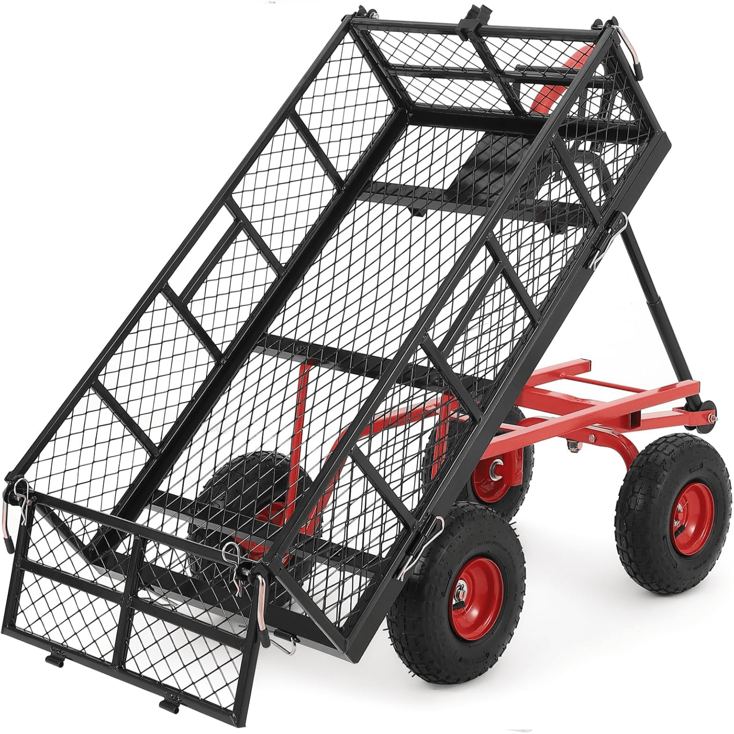 Steel Garden Dump Cart,Heavy Duty Yard Utility Wagon w Removable Mesh ...