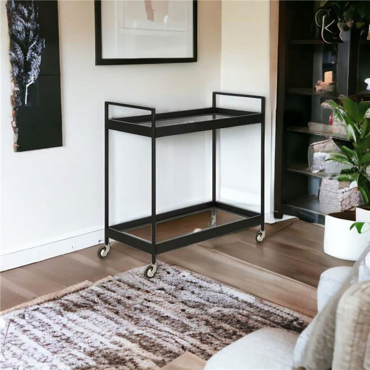 Steel & Glass Rolling Bar Cart, Black - Walmart.com