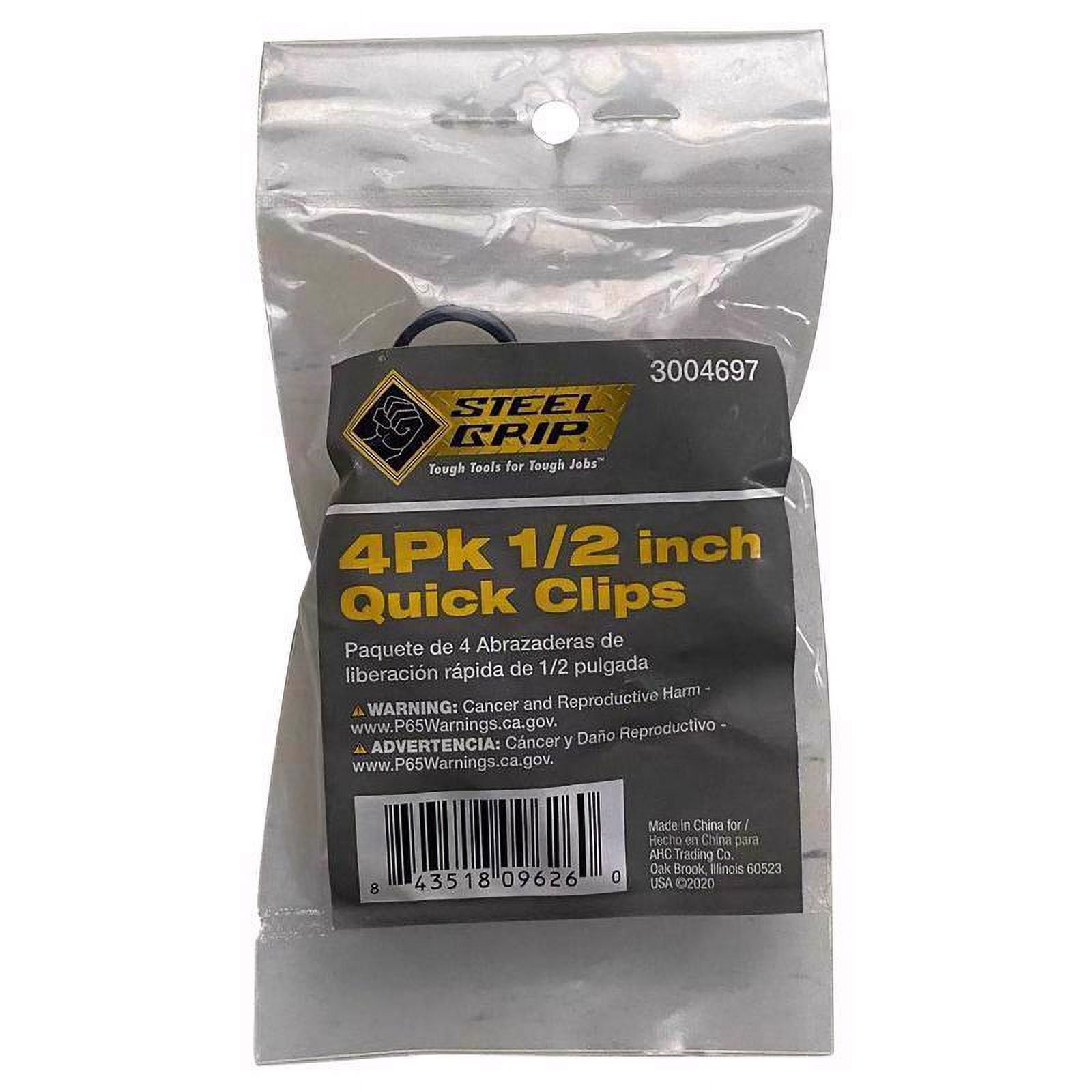 Steel Grip 1/2 in. D X 0.5 in. L Black Polypropylene Quick Clip ...