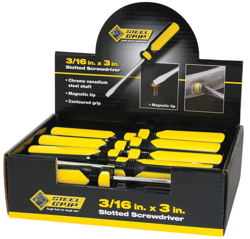 Steelgrip 2265338 Slotted Screwdriver Counter Top Display, 3/16"x3 ...