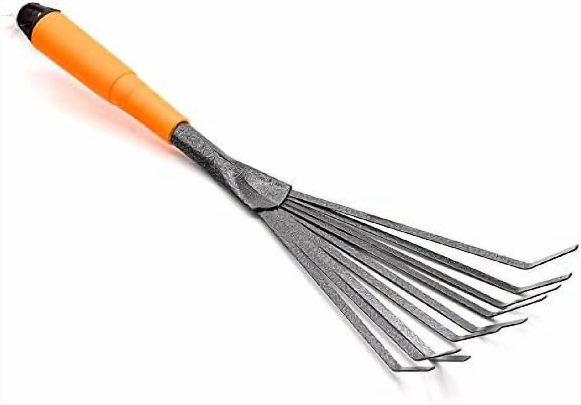 Steel Hand Rake Soil Tiller with Ergonomic Handle, Small Leaf Rake ...