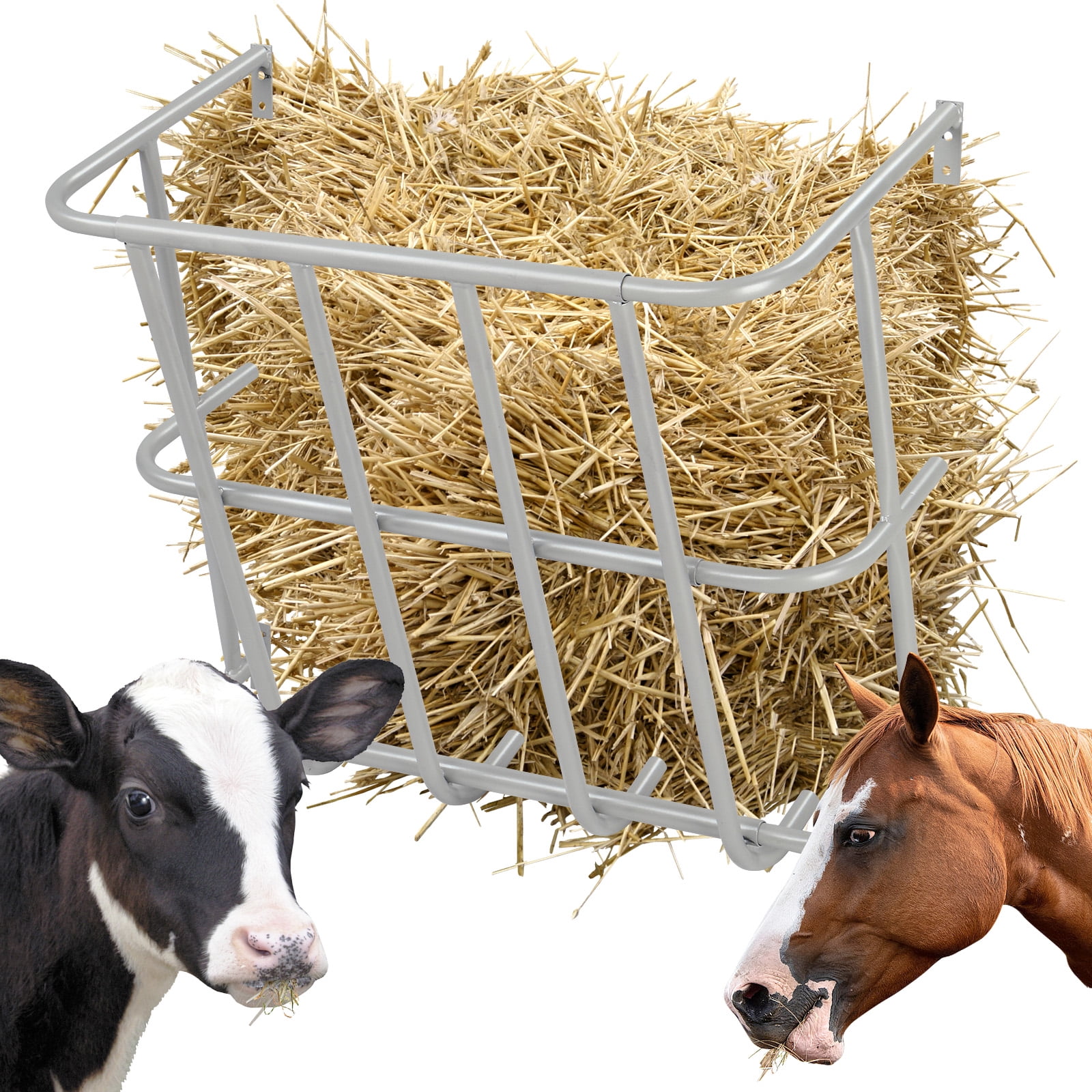 Steel Hay Feeder, Rust Resistant Powder Coated Livestock Hay Rack with ...
