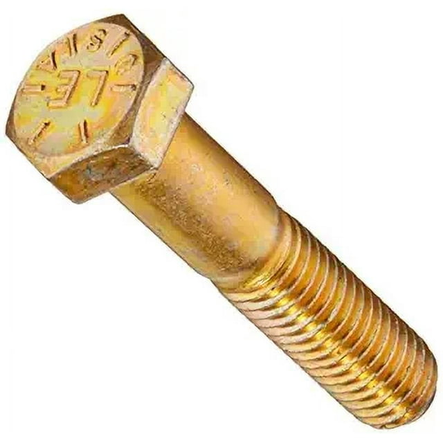 Steel Hex Bolt, Grade 8, Zinc Yellow-Chromate Plated Finish, Hex Head ...