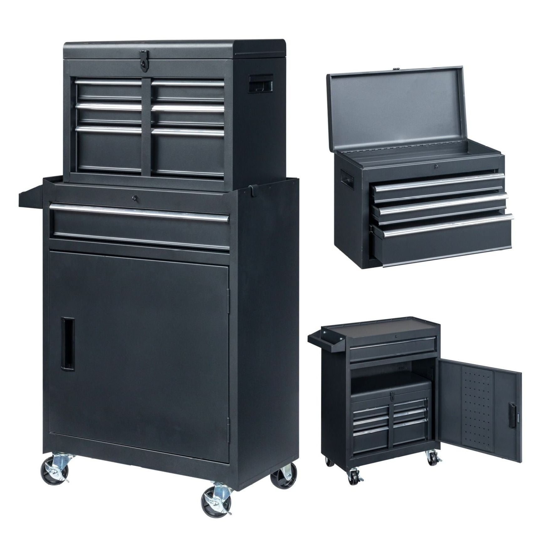 Steel Instrument Cart - Heavy Duty 330lb Capacity, 4 Lockable Drawers ...