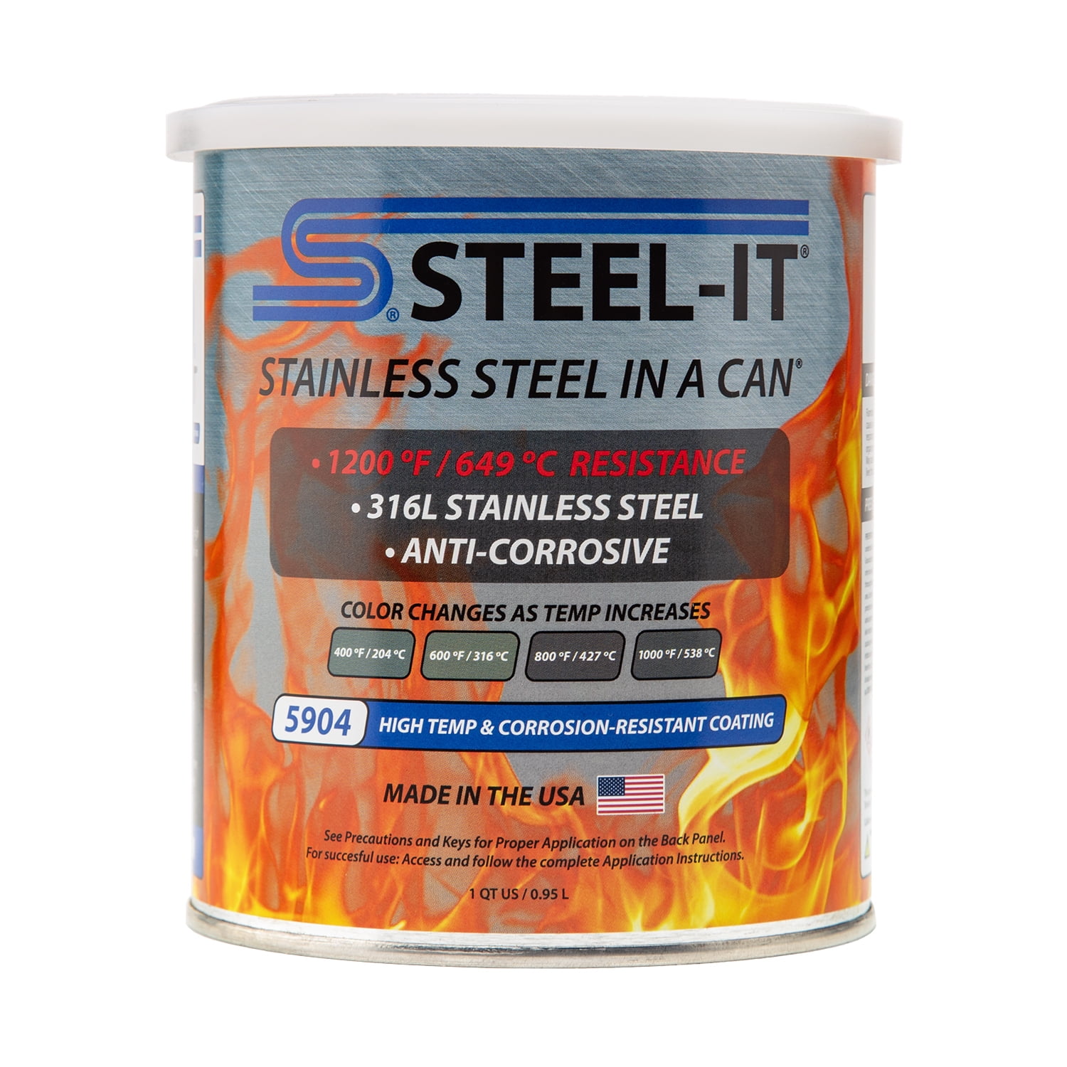 Steel-It High Temp & Corrosion-Resistant Coating, 1 Quart, 5904Q ...