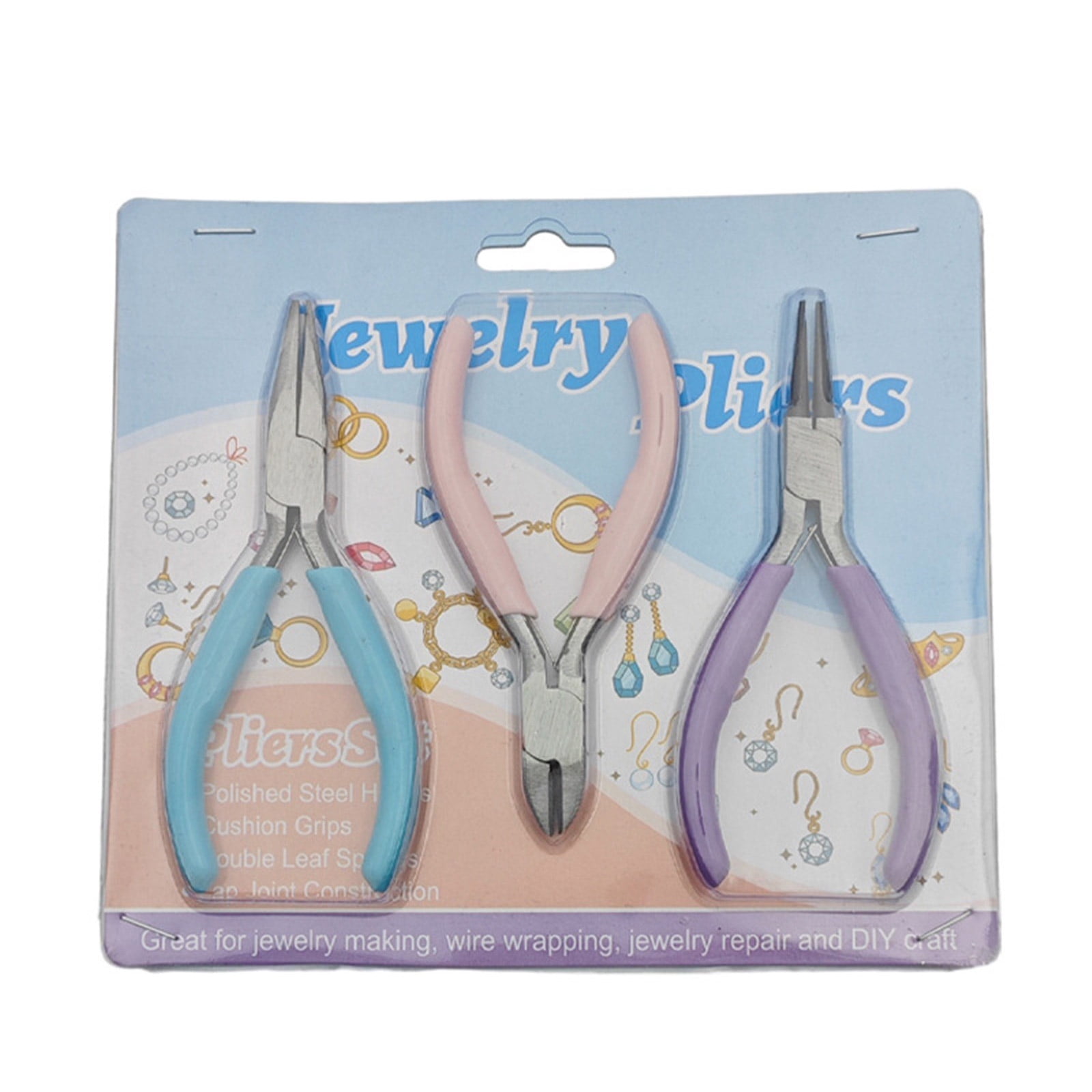 Steel Jewelry Pliers Set for Beads Repairs Long Nose Round Nose Wire ...