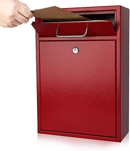 Steel Key Lock Mail Boxes Outdoor, Locking Wall Mount Mailbox, Security ...