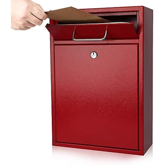 Steel Key Lock Mail Boxes Outdoor, Locking Wall Mount Mailbox, Security ...