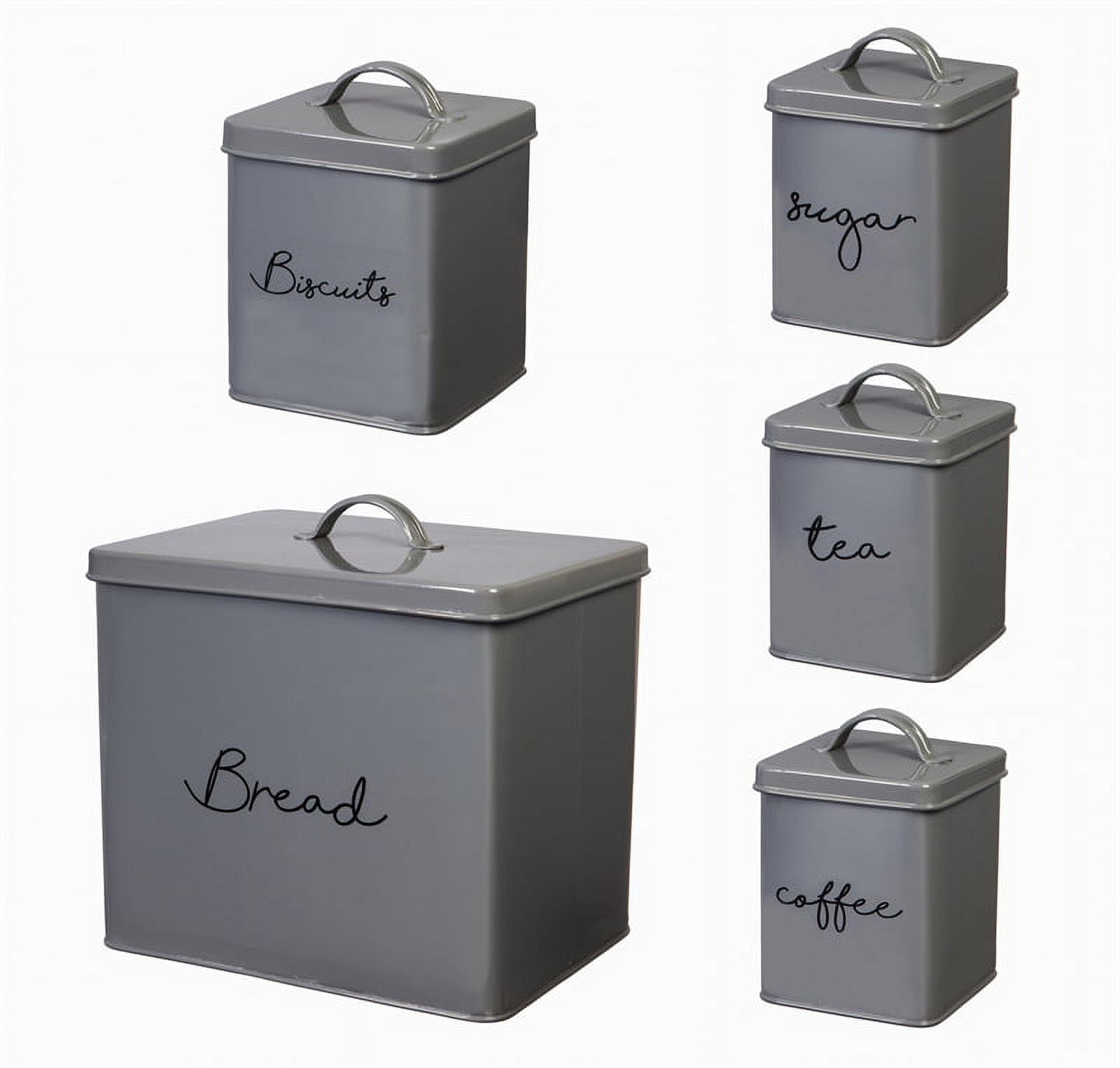 Steel Kitchen Canisters, 5 Pcs, Grey - Walmart.com