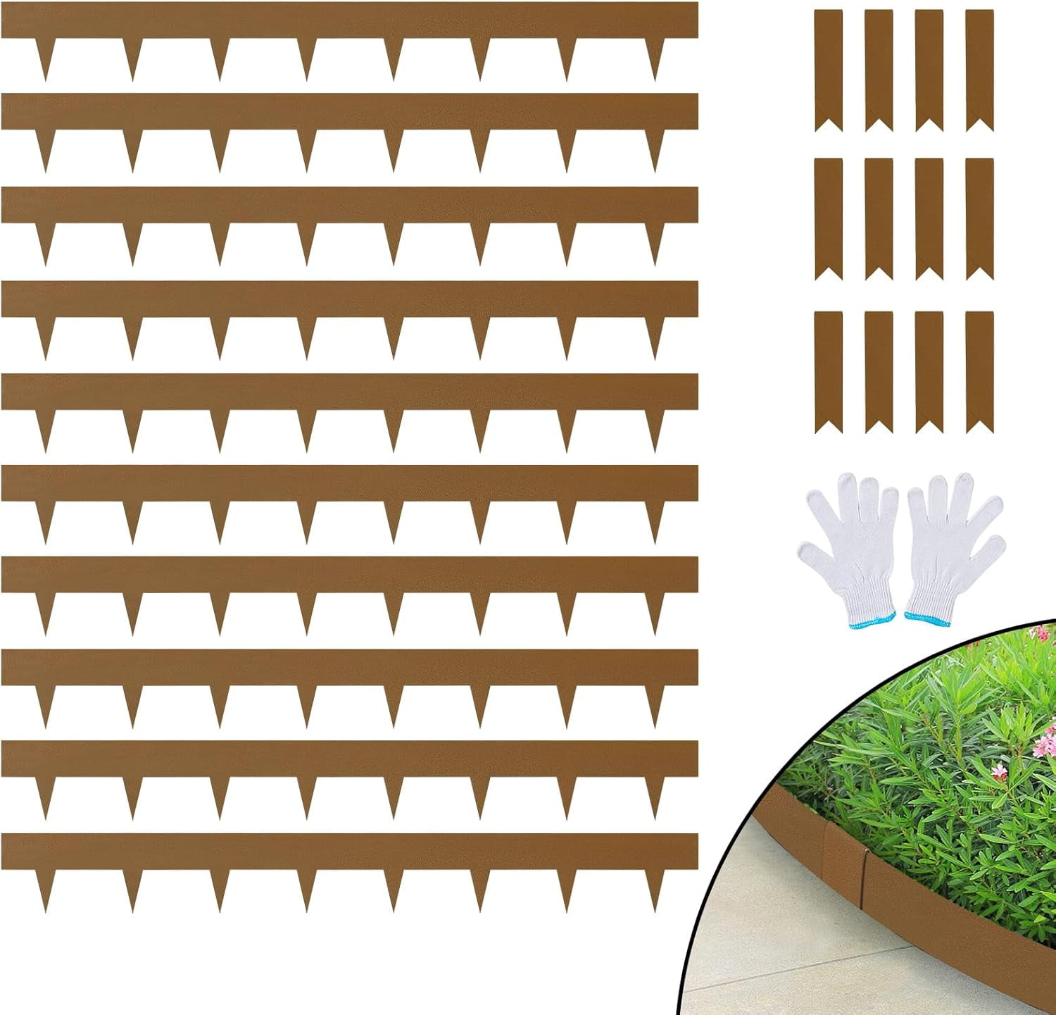 Steel Landscape Edging, 10-Pack Steel Garden Edging Borders, 39.6" L x ...