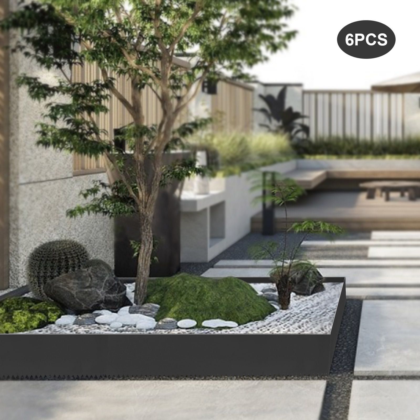 Steel Lawn Edging Metal Landscape Edging 6PCS 8 x40 Black Outdoor Yard ...